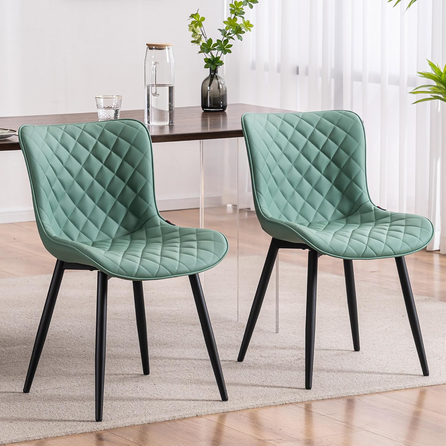 Amazon.com: YOUTASTE Light Green Dining Chairs Set of 2 Mid Century ...