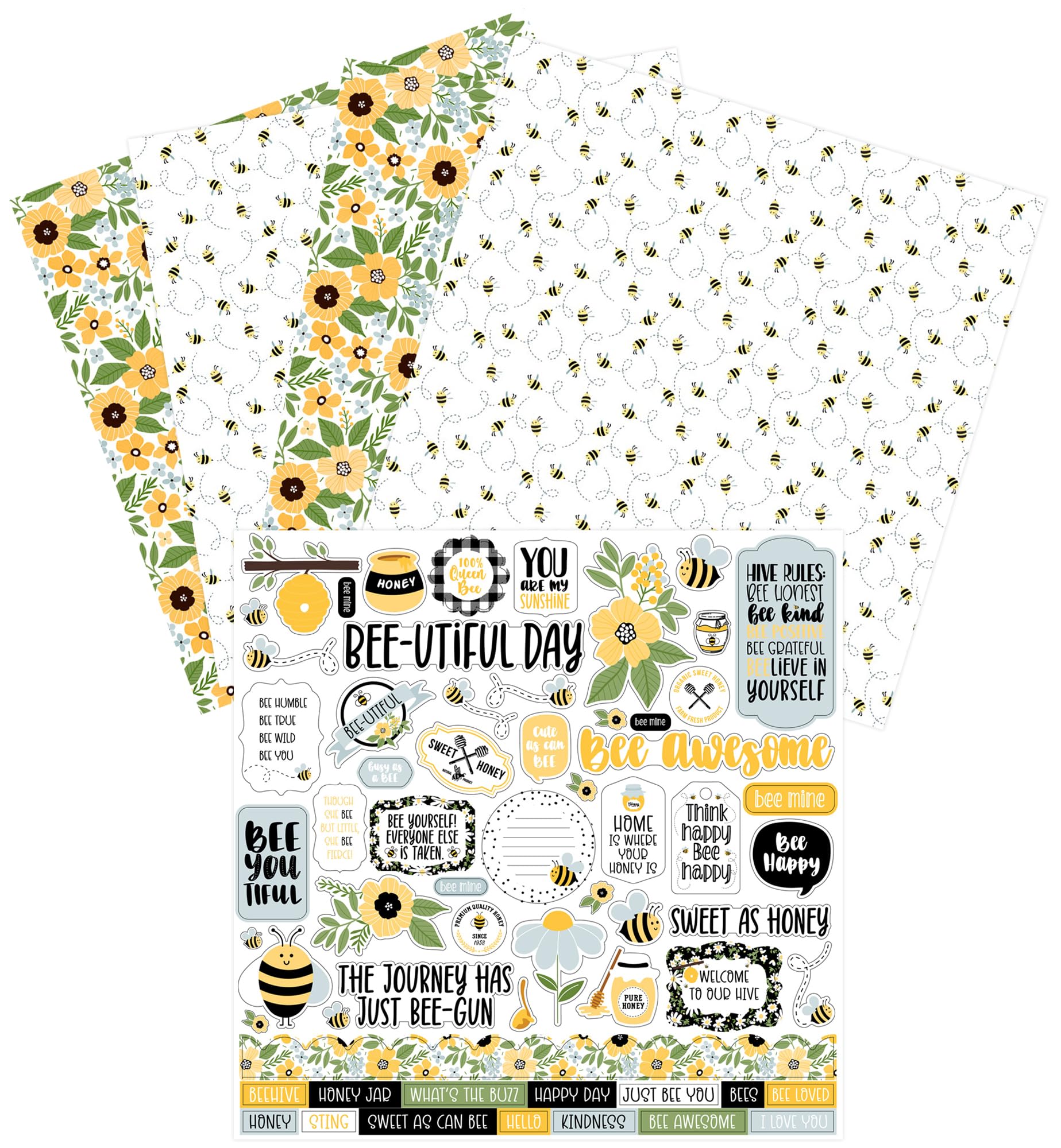 Amazon.com: Bee Scrapbook Stickers - Kit with Honey Bee Scrapbook Paper ...