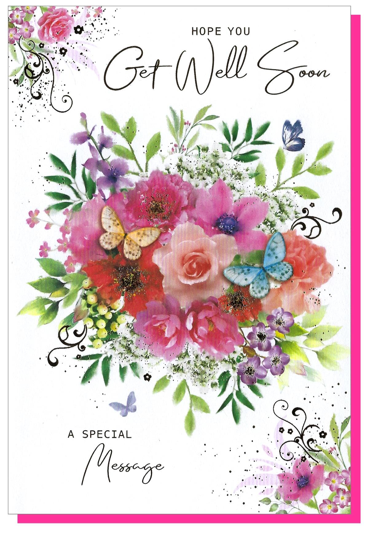 Get Well Soon Card - Female Women Floral - Size: 7.5" x 5.25" G ...