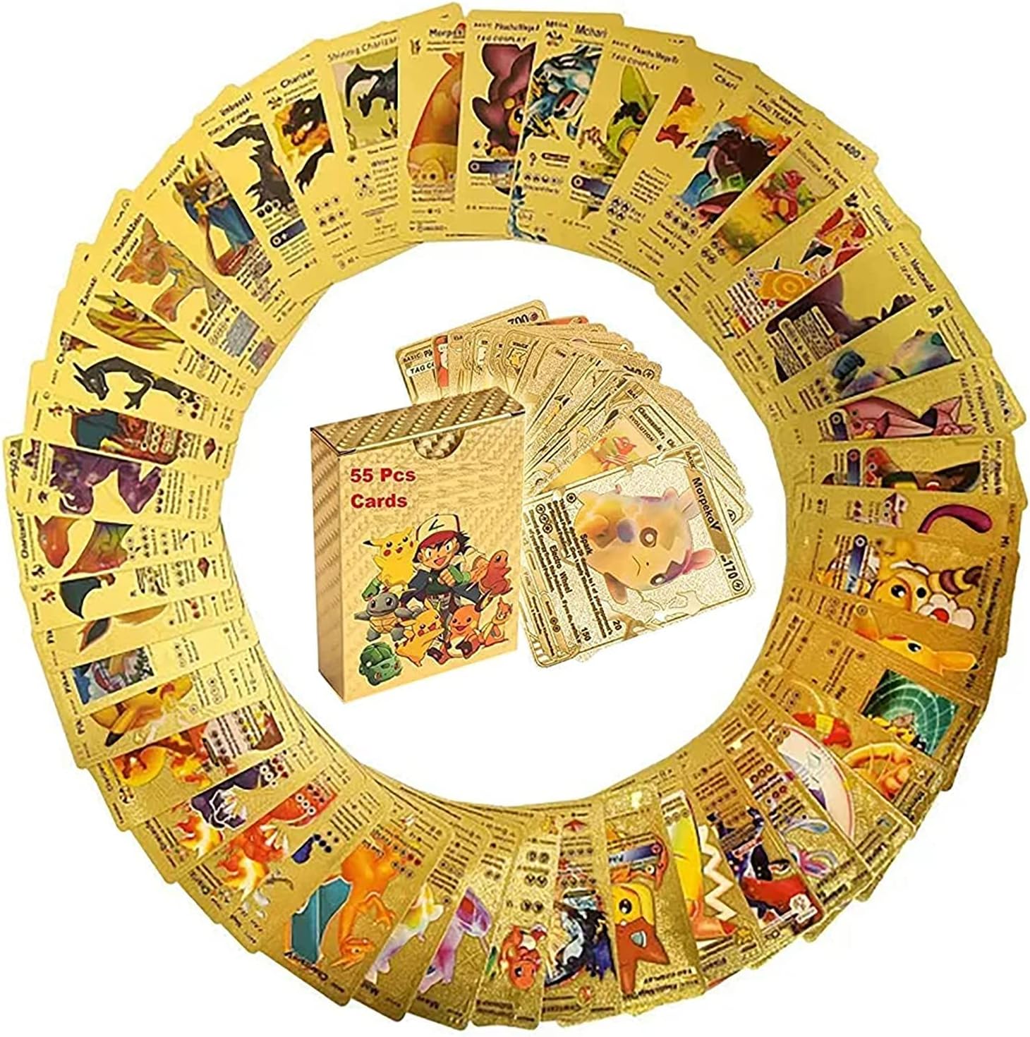 Mallexo Golden Rare Cards Game for Kids 55PCs Playing Trading Card Real ...