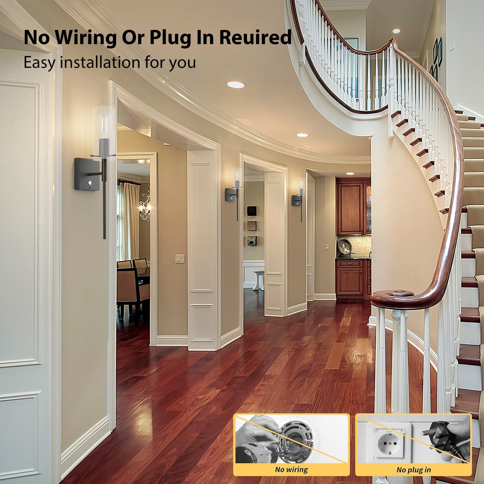 Snapklik.com : Tipace Battery Operated Wall Sconce Set Of Two,No Wired ...
