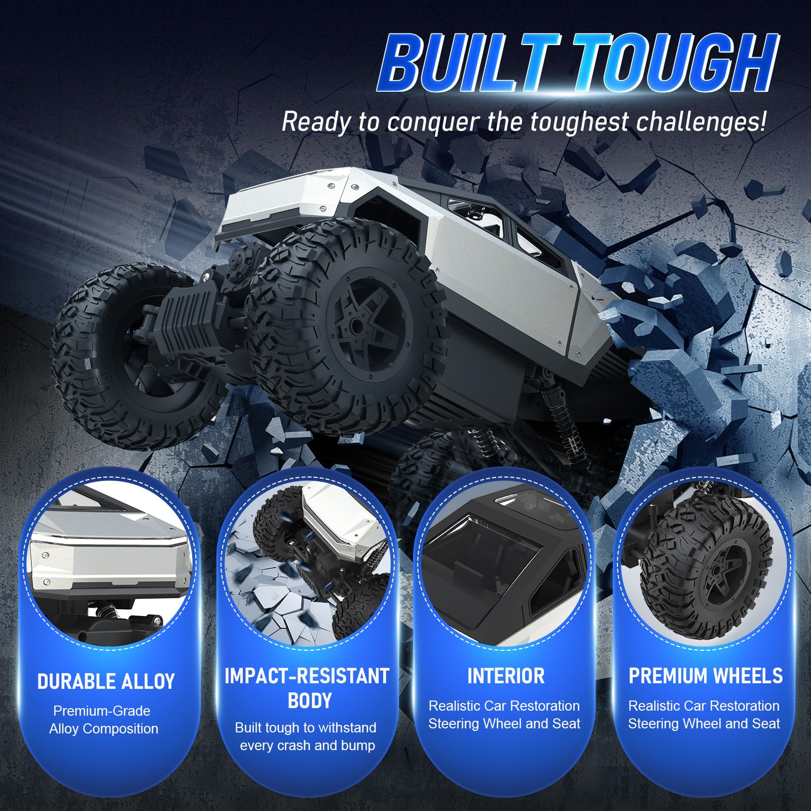 Snapklik.com : NQD RC Truck, 1:14 Scale Big Cyber Truck Model Remote ...
