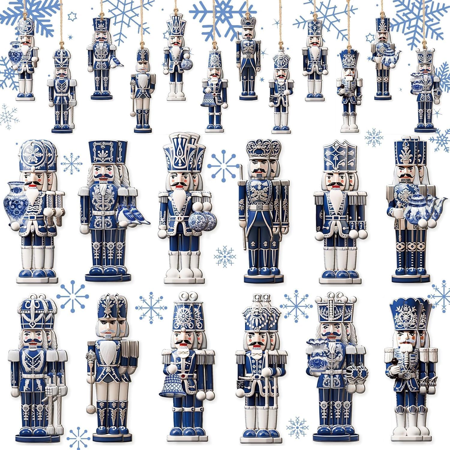 Amazon.com: 24 Pcs Christmas Nutcracker Ornaments Wood Hanging ...