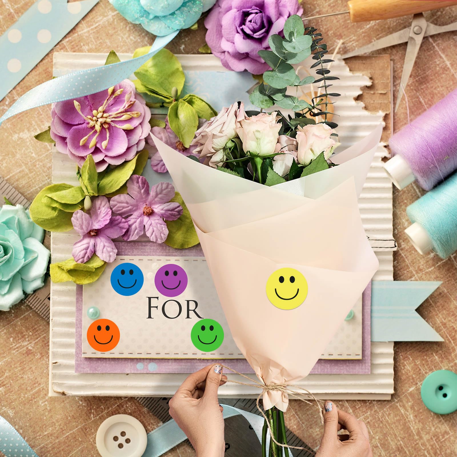 Snapklik.com : HiGift 630 Pieces Colorful Happy Smile Face Stickers ...