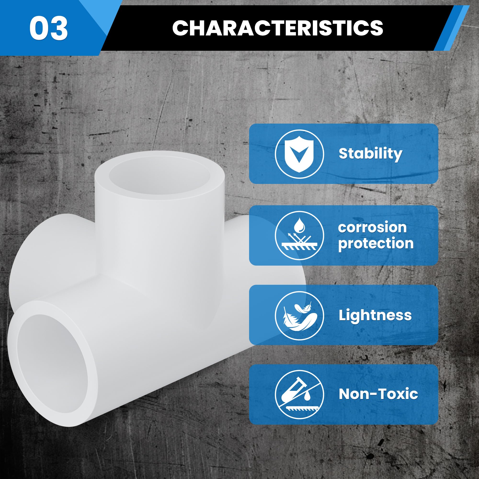 Snapklik.com : 1-1/4" 90 Degree PVC 4 Way Tee Fitting, 10 Pcs Pipe ...
