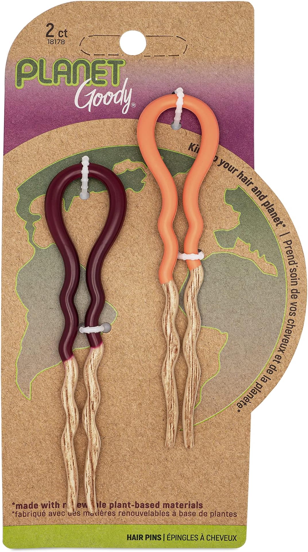 Amazon.com : GOODY Planet French Hair Pins - 2 Pack, Orange & Maroon - Made from Eco-Friendly ...