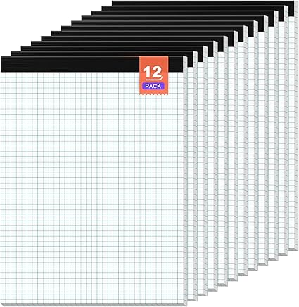 Amazon.com : Graph Paper Pad 8.5 x 11 Grid Paper 4x4 Graphing Paper, 12 ...