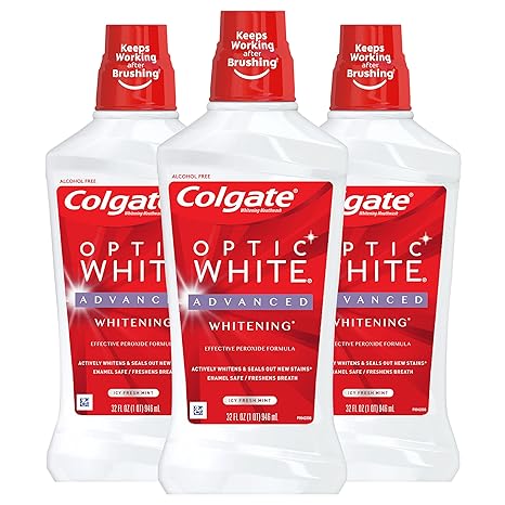 Amazon.com: Colgate Optic White Whitening Mouthwash, 2% Hydrogen ...