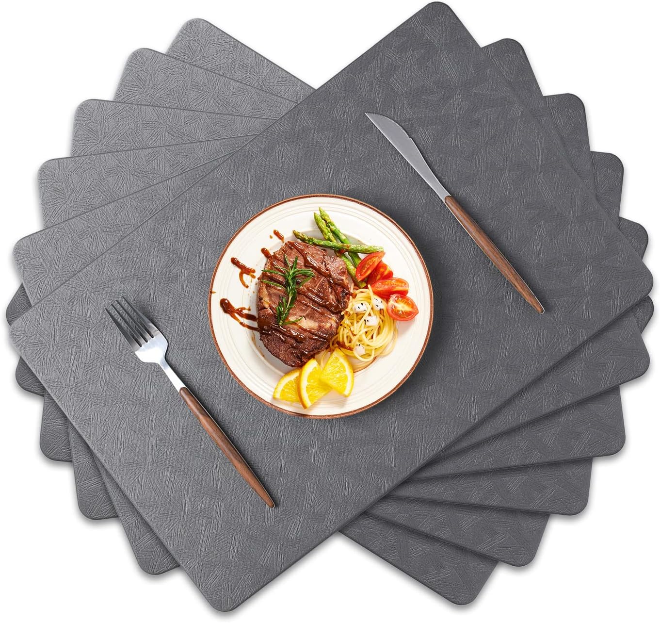Amazon.com: Tennove Placemats Set of 6 Faux Leather Place Mats Heat ...