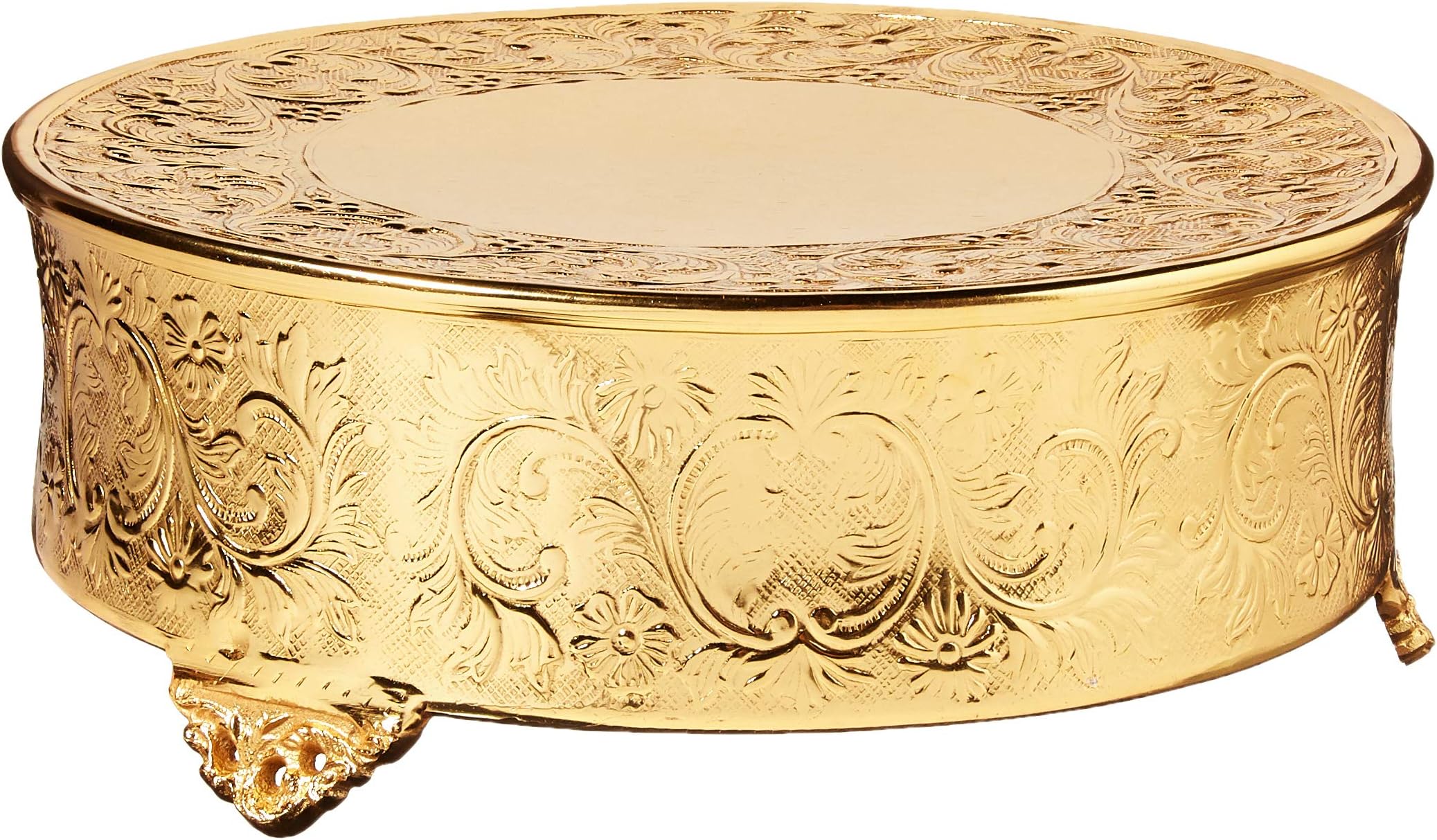 Amazon.com: Efavormart 18 inch Gold Round Embossed Metal Cake Plateau ...