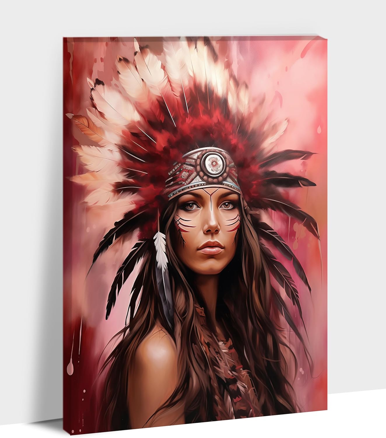 Amazon.com: ANRUOXI Native American Wall Art - Indian Girl with Feather ...