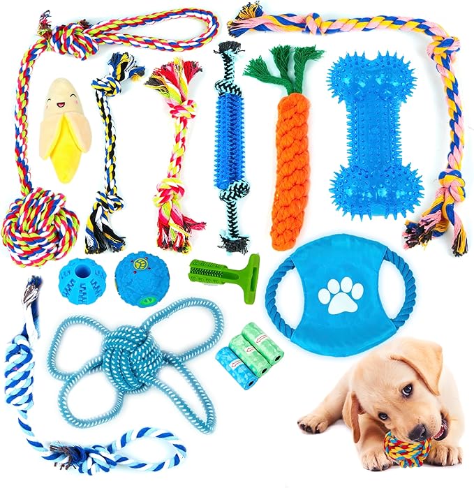 ZENO Dog Toys 18 Pack | Puppy Toys | Rope Chew Toys for Dogs | Puppy ...