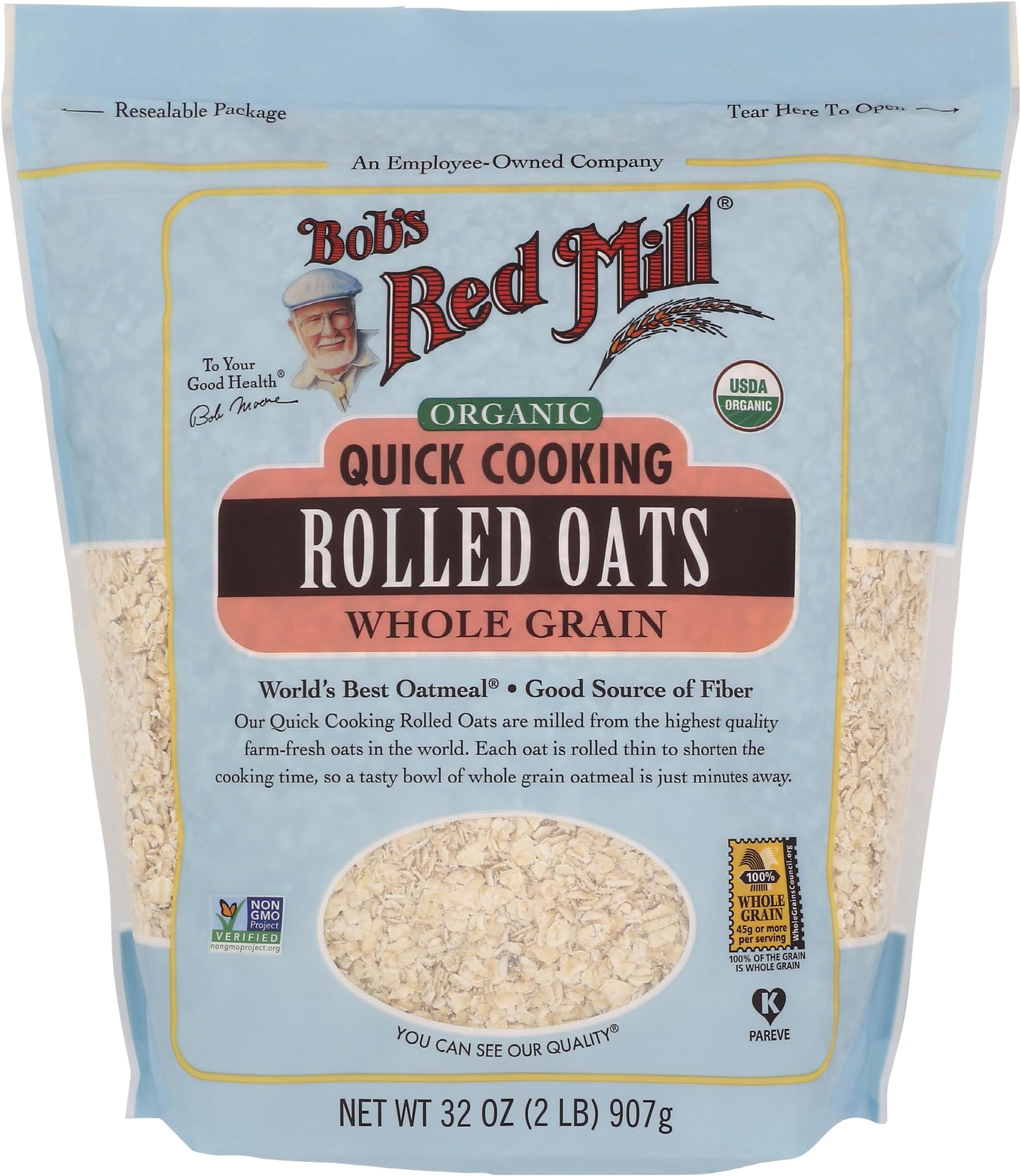 Amazon.com: Bob's Red Mill Organic Quick Cooking Rolled Oats, 32oz ...