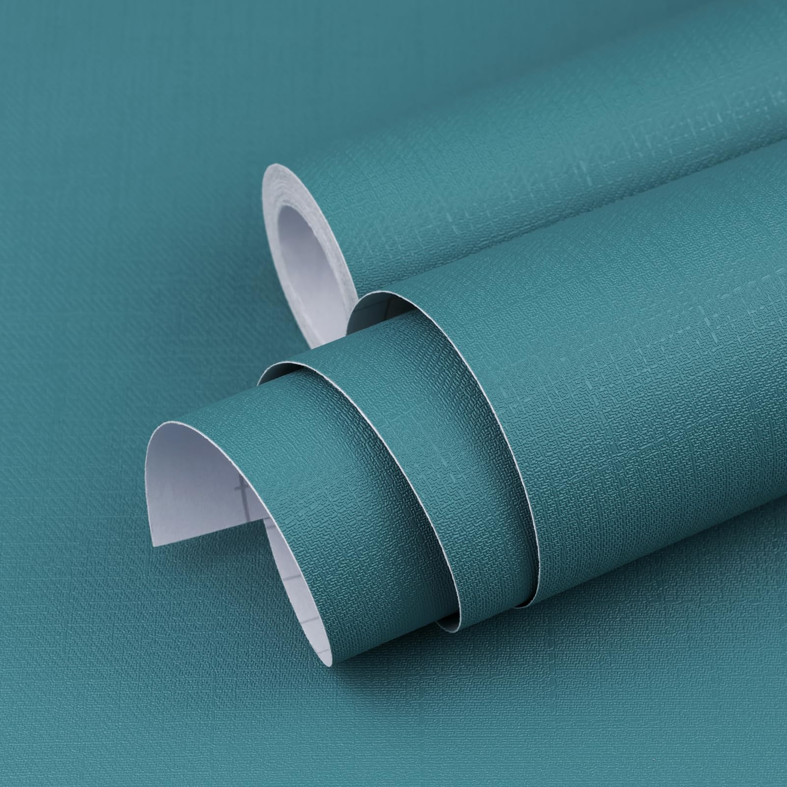 Yun-aeon Teal Textured Peel and Stick Wallpaper 15.7" × 120" Removable ...
