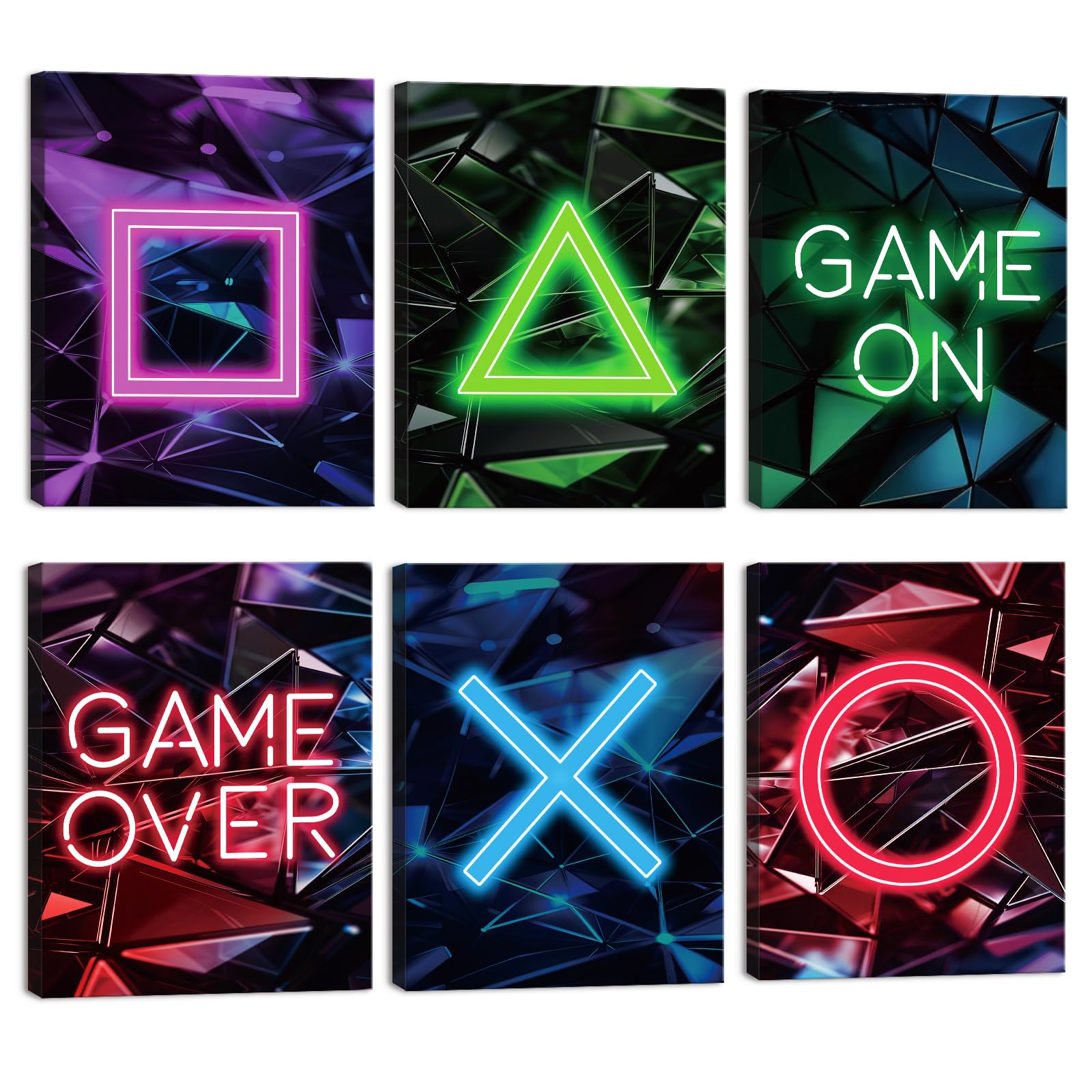 CHDITB 6PCS Watercolor Gaming Posters,Neon Gaming Poster Set for Kids ...