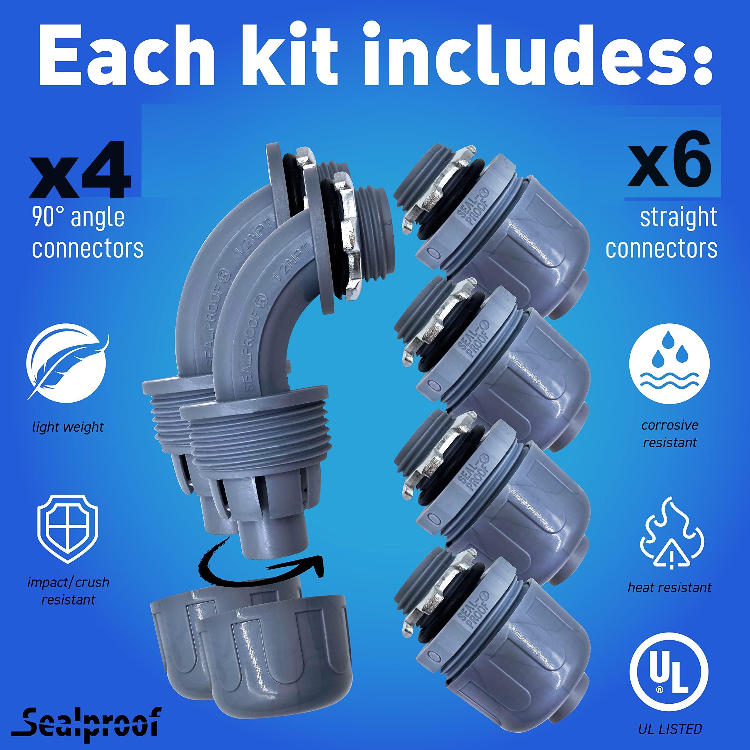 Snapklik.com : Sealproof 1/2-Inch Non-Metallic Liquid-Tight Conduit And Connector Kit, 100 Foot ...