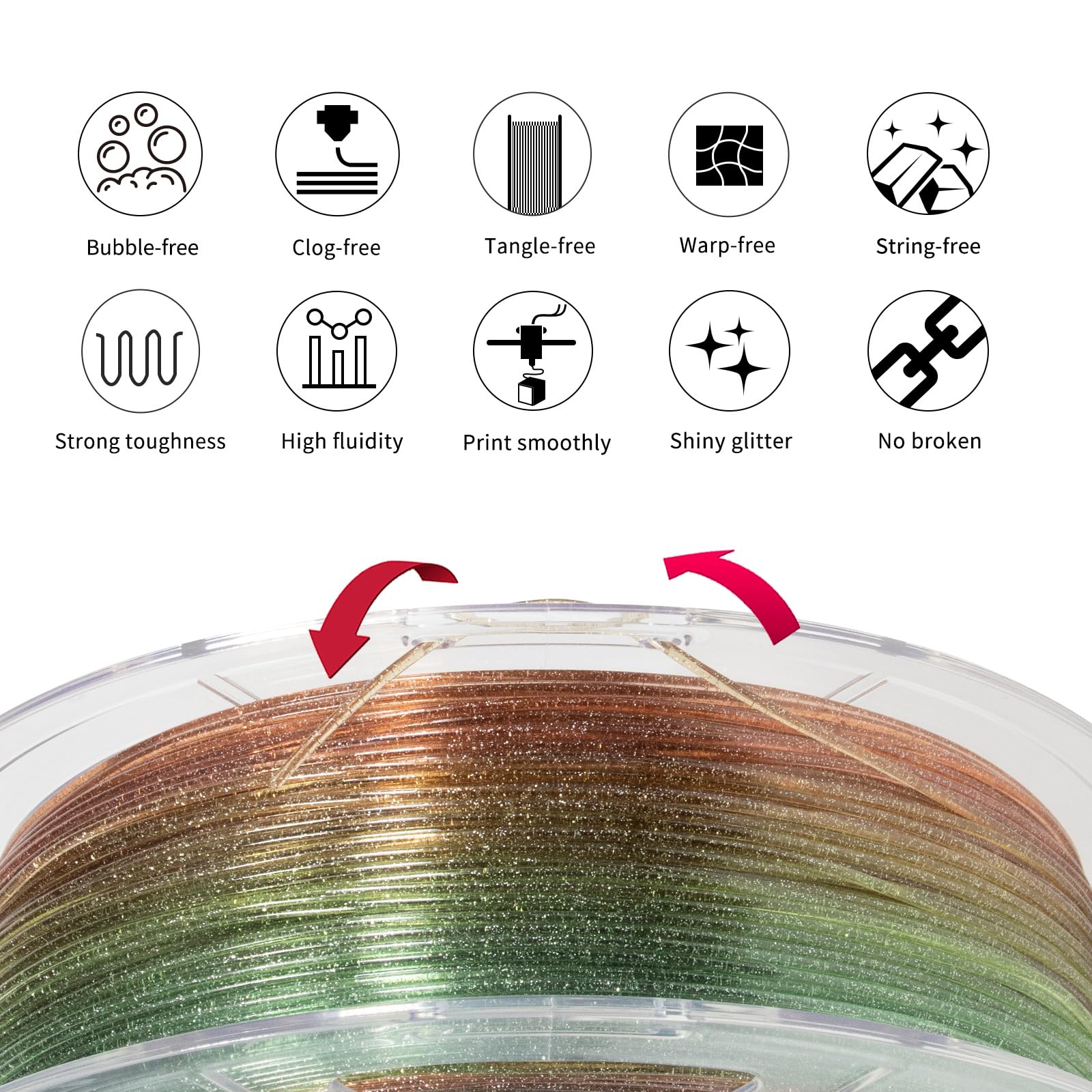 Rainbow PETG Filament 1.75mm, High Speed 3D Printer Filament for 50 ...