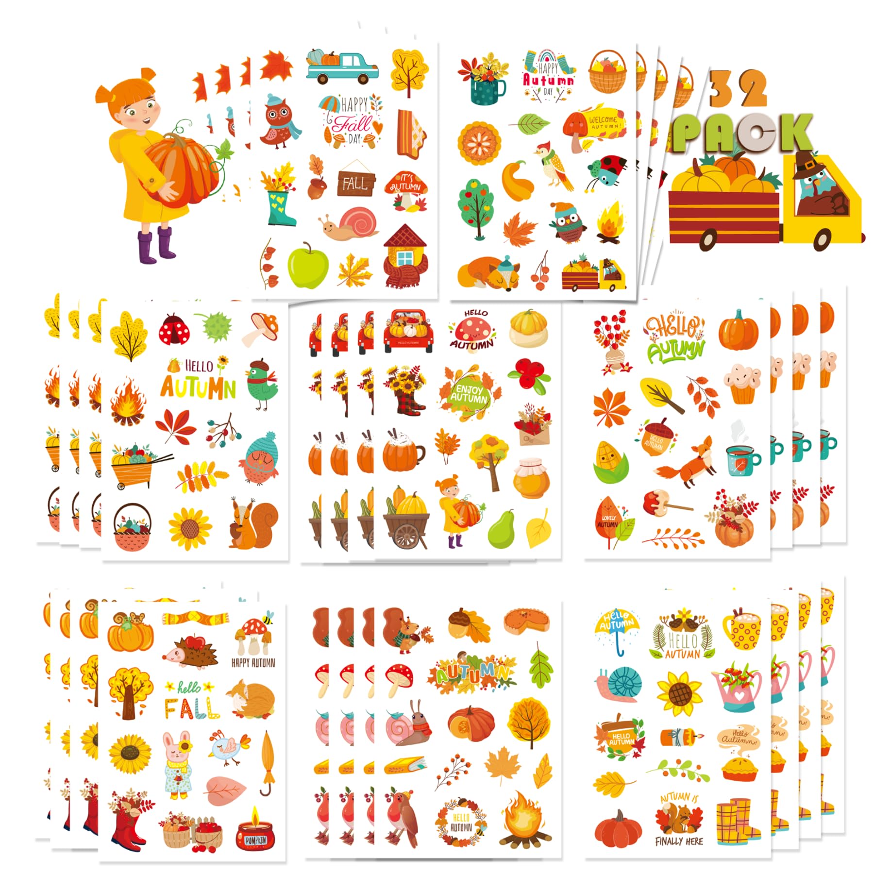 Amazon.com: 32 Sheets Fall Stickers for Toddlers, Fall Themed Stickers ...