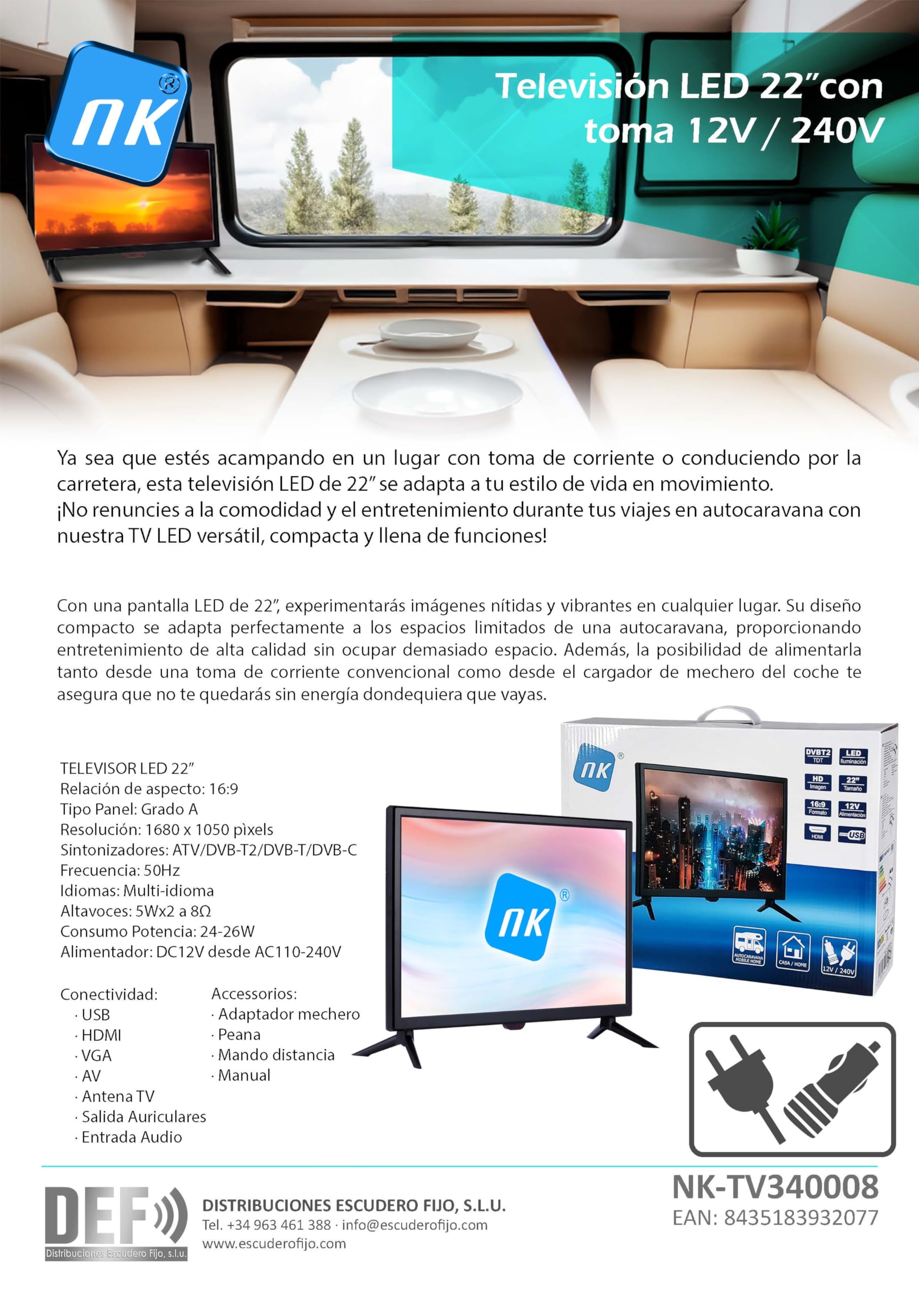 TV 22” Pulgadas BSL-22112V | LED | con USB Reproductor Multimedia ...