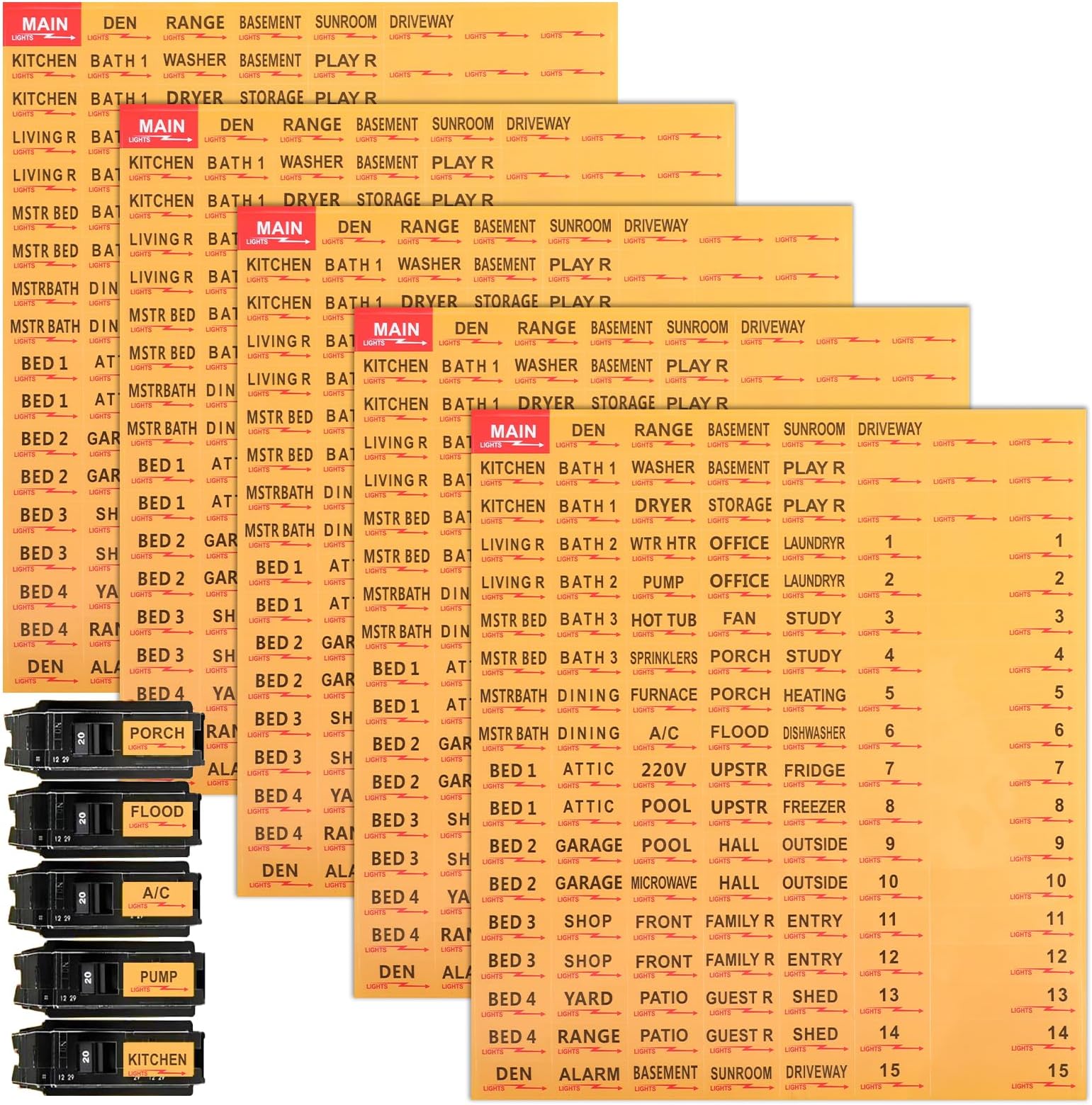 Amazon.com: 645pcs Yellow Circuit Breaker Labels Weatherproof Fuse Box ...