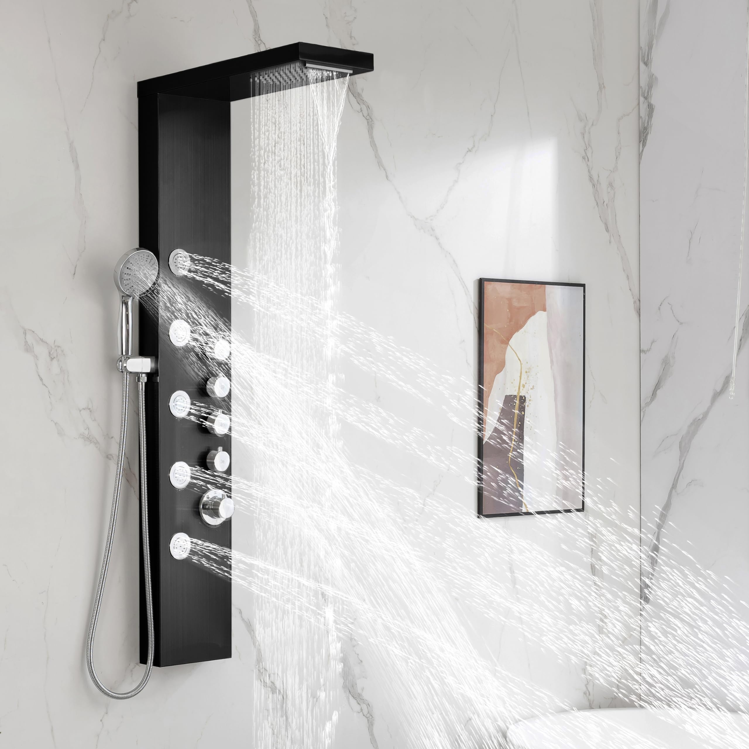 Snapklik.com : DELAVIN Shower Panel Stainless Steel Shower Tower Panel ...