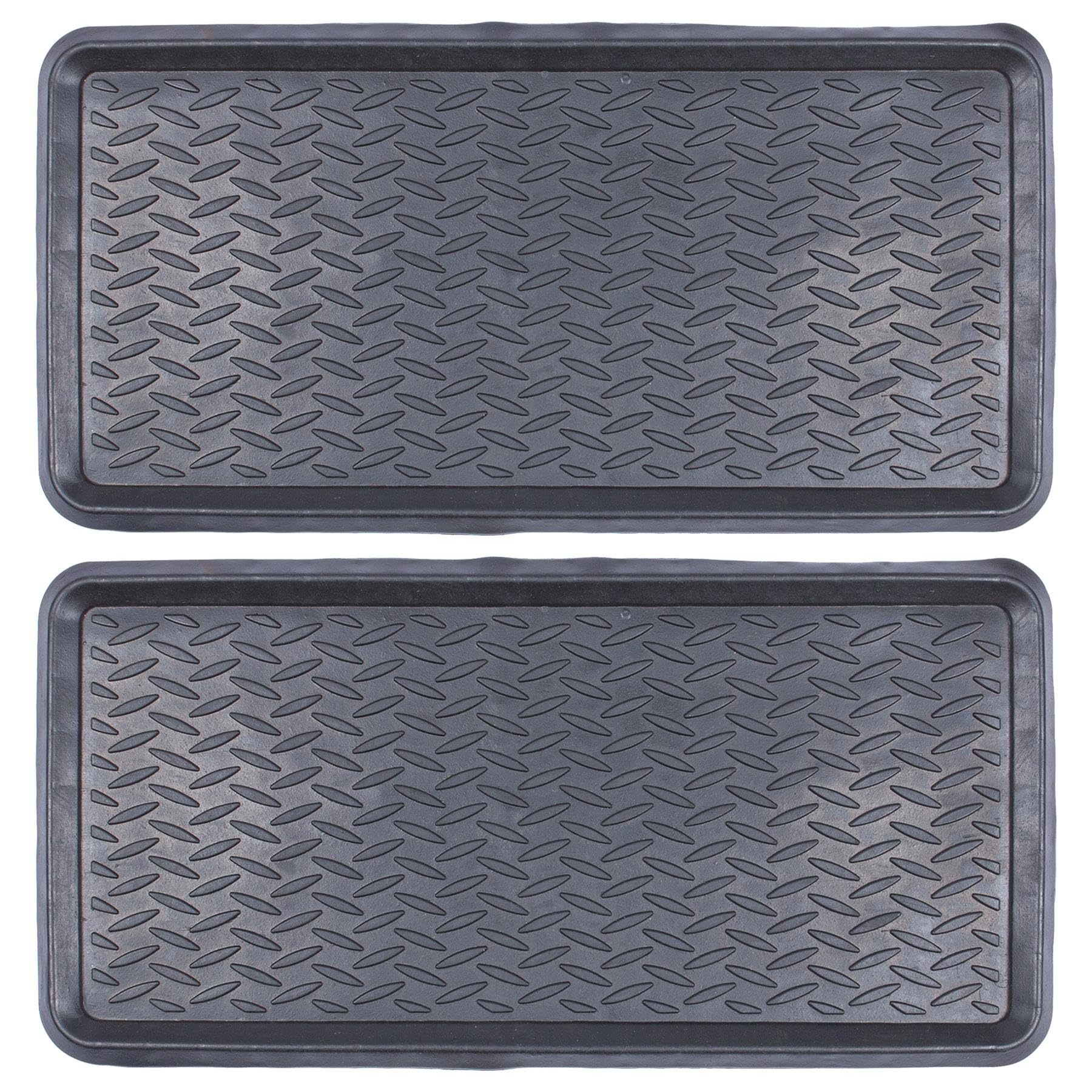 Nicola Spring 2x Black 80 x 40cm Heavy Duty Rubber Boot Tray - Large ...