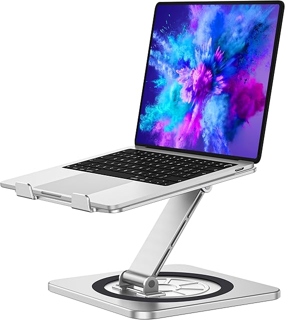 Amazon.com: RIWUCT Adjustable Laptop Stand with 360° Swivel Base ...