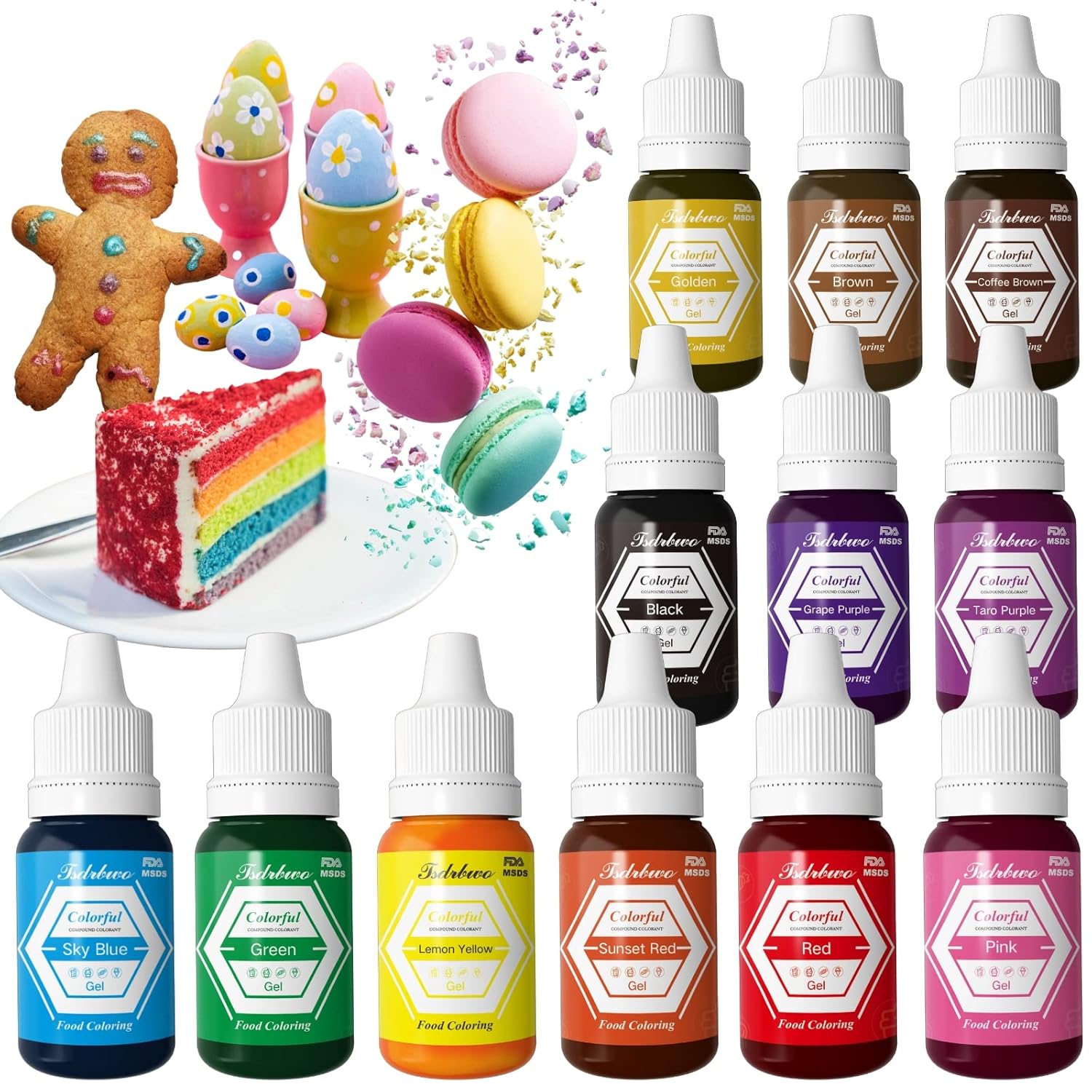 Amazon.com: Gel Food Coloring Set, Large Capacity 12 Colors Tasteless ...