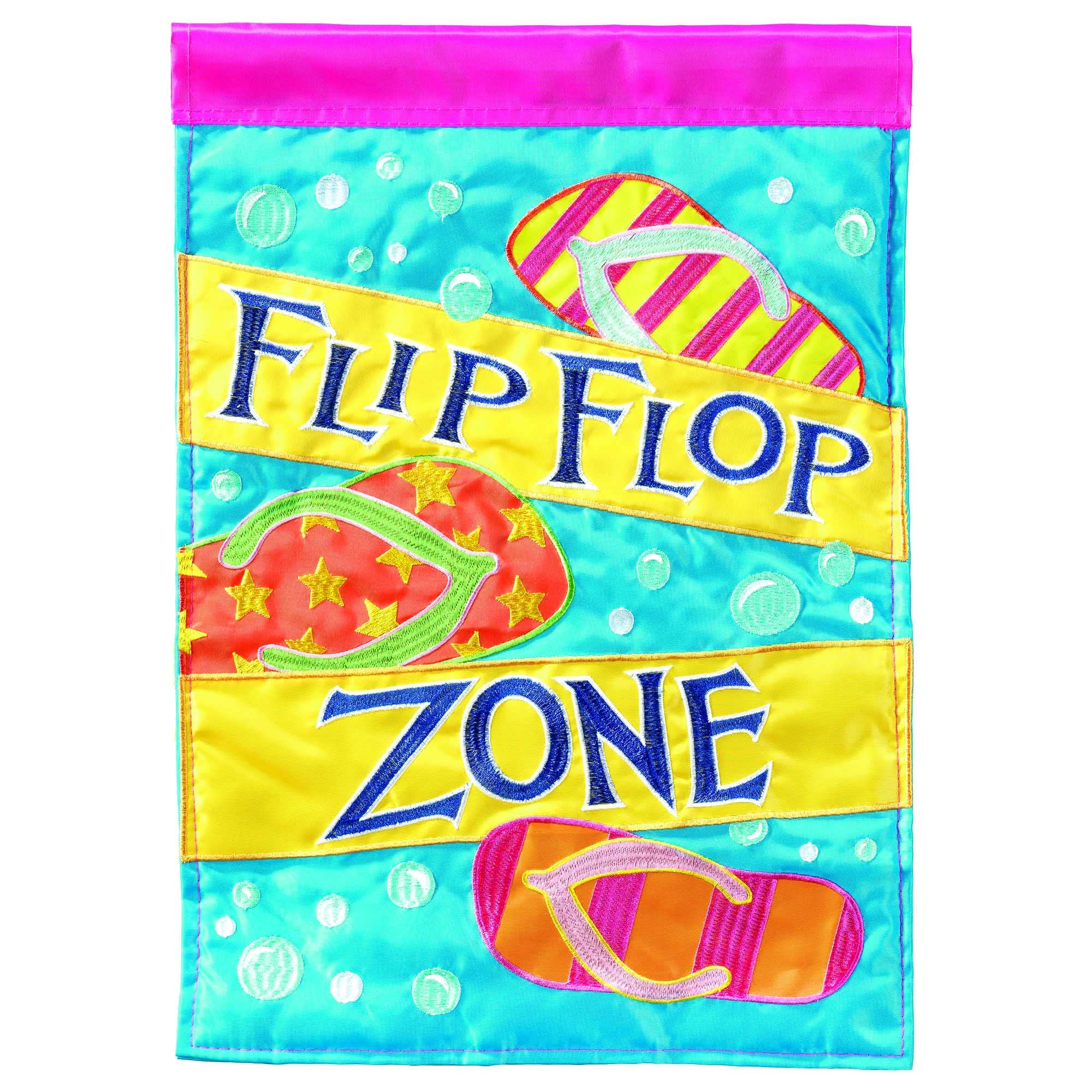 Magnolia Garden Flip Flop Zone 29 x 42 Blue Polyester Outdoor Hanging ...