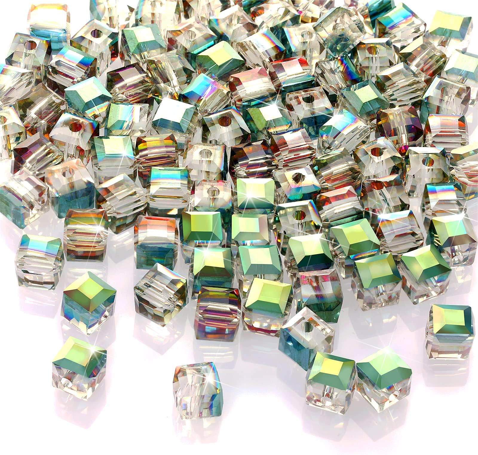 Amazon.com: Equsion 400 Pieces Square Crystal Cube Beads 6 mm Clear ...