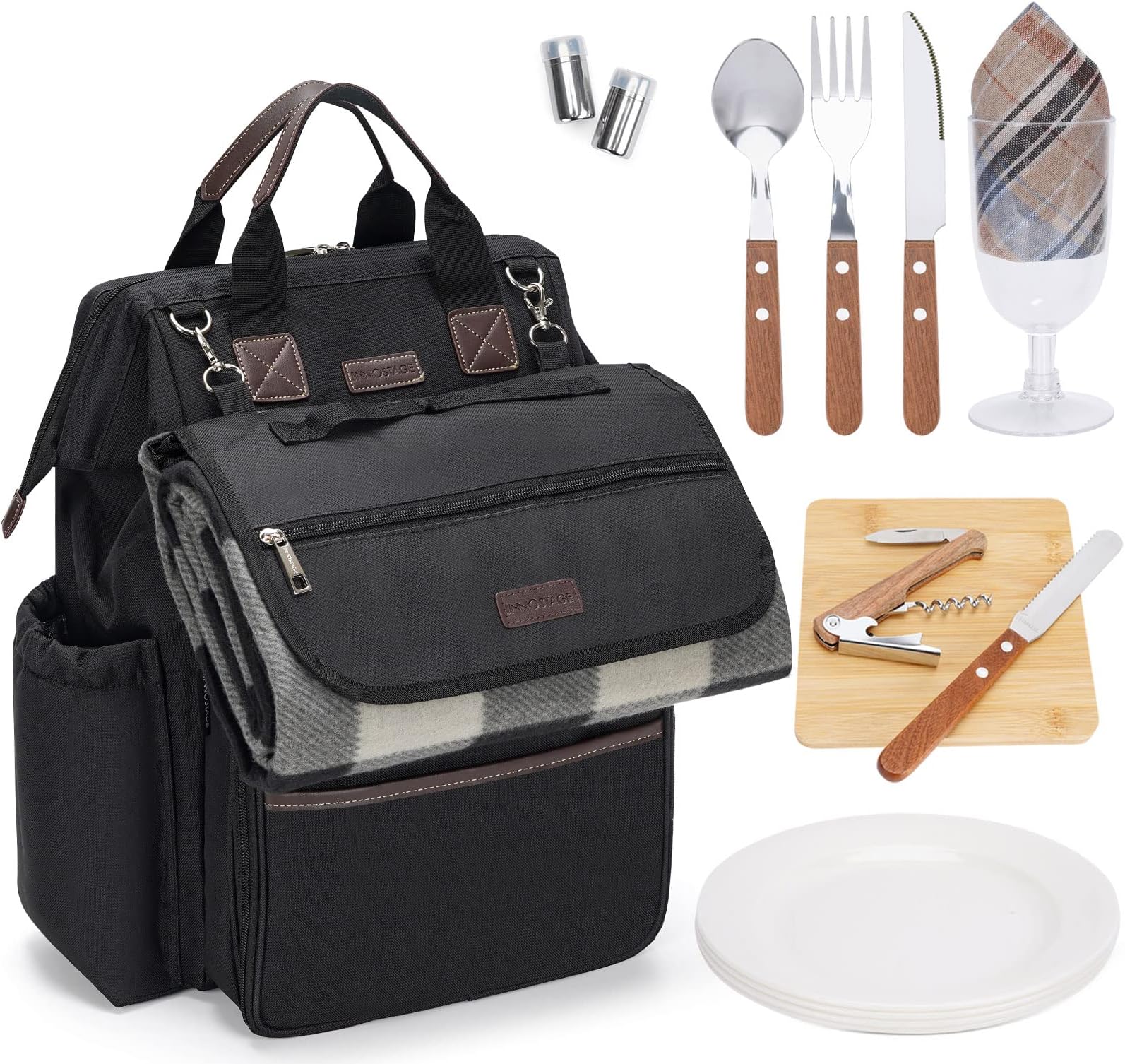 Amazon.com: Picnic Backpack for 2 | Picnic Basket | Stylish All-in-One ...