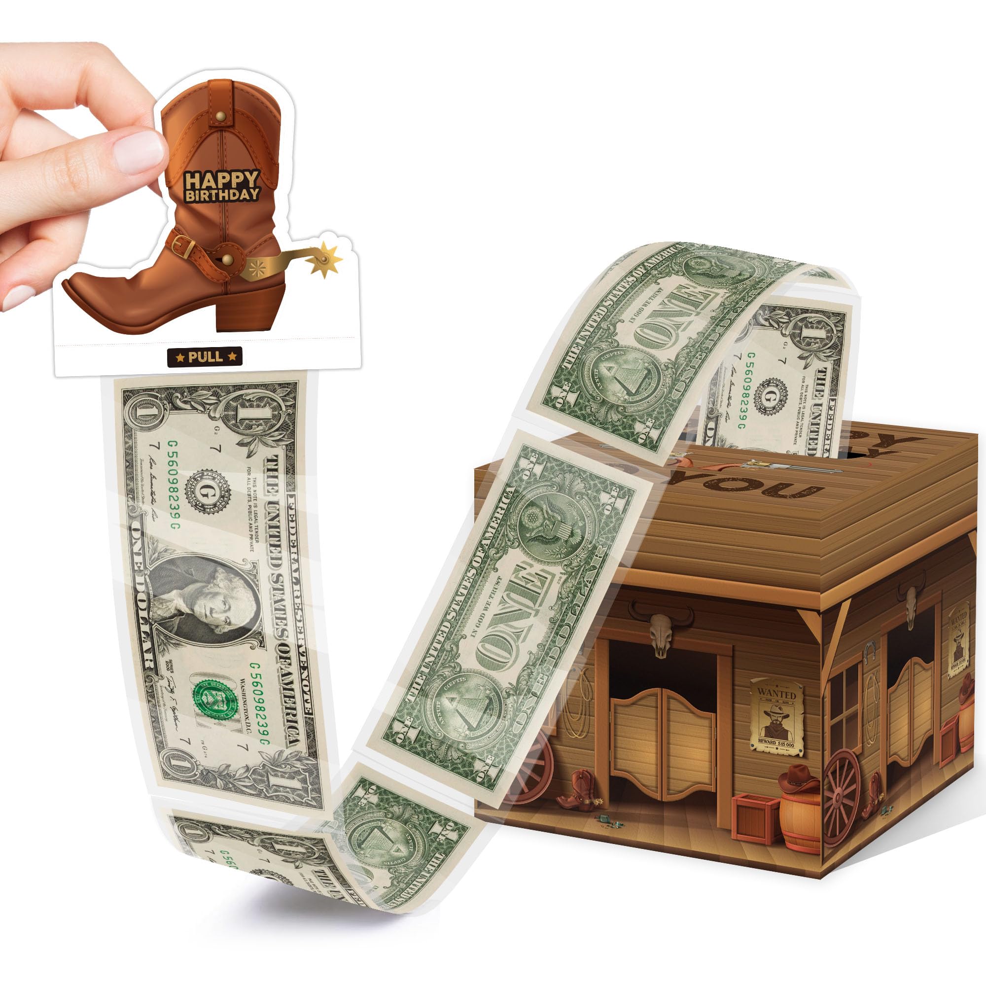Amazon.com: Cowboy Party Surprise Money Box Gift, Happy Birthday Money ...