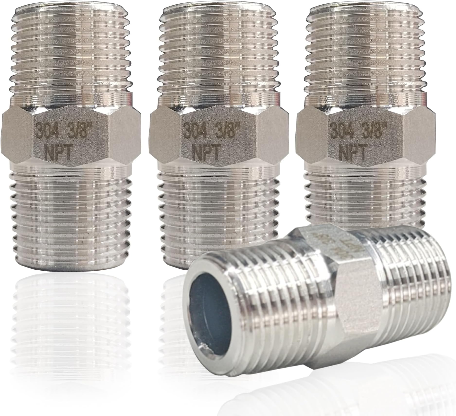 Amazon.com: 3/8" X 3/8" NPT Brass Nipple Pipe Fittings Equal Adapter ...