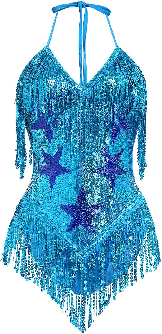 Amazon.com: FYMNSI Women Music Festival Rave Outfits Sleeveless Sequins ...
