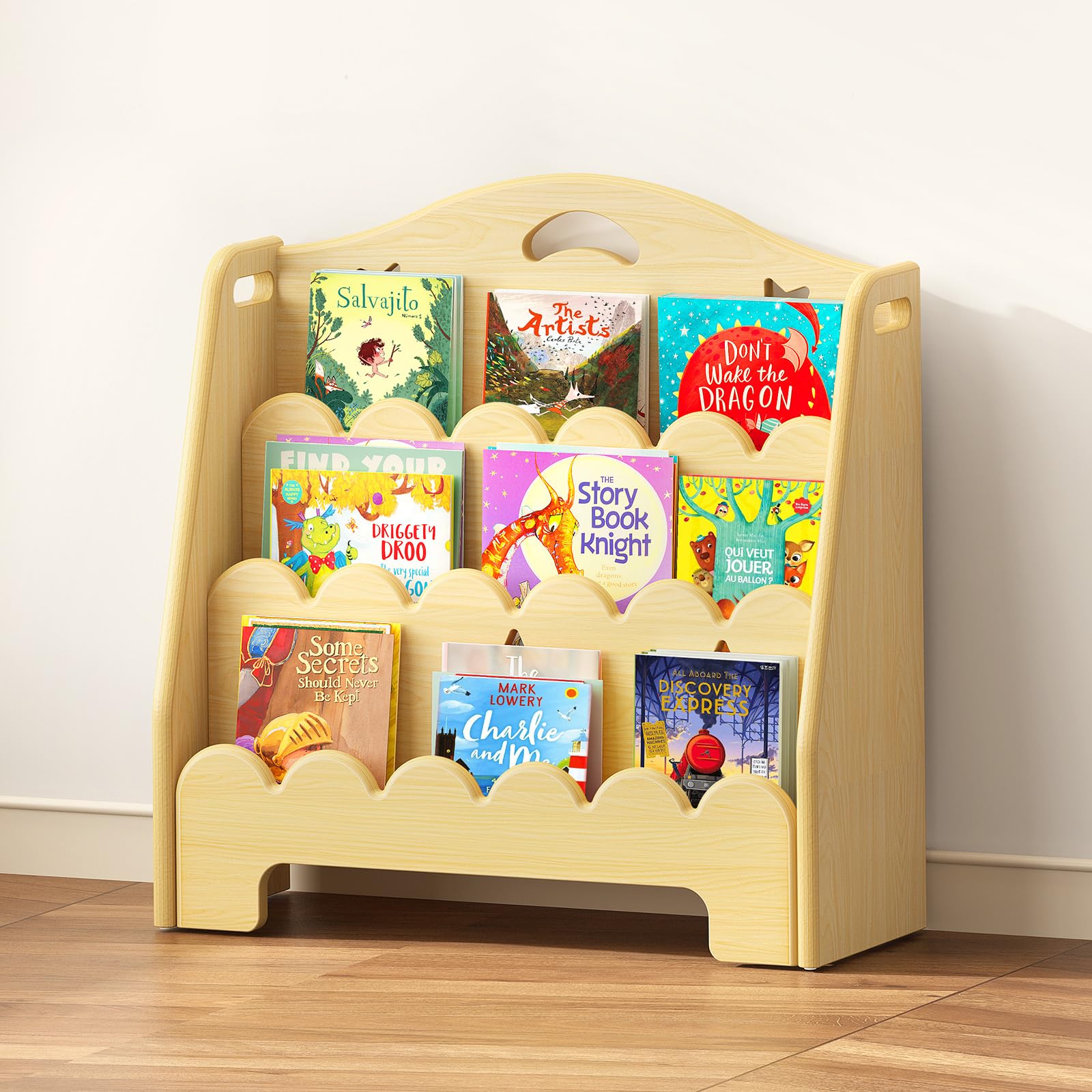 Snapklik.com : 3-Tier Montessori Wooden Bookshelf For Kids, Toddler ...