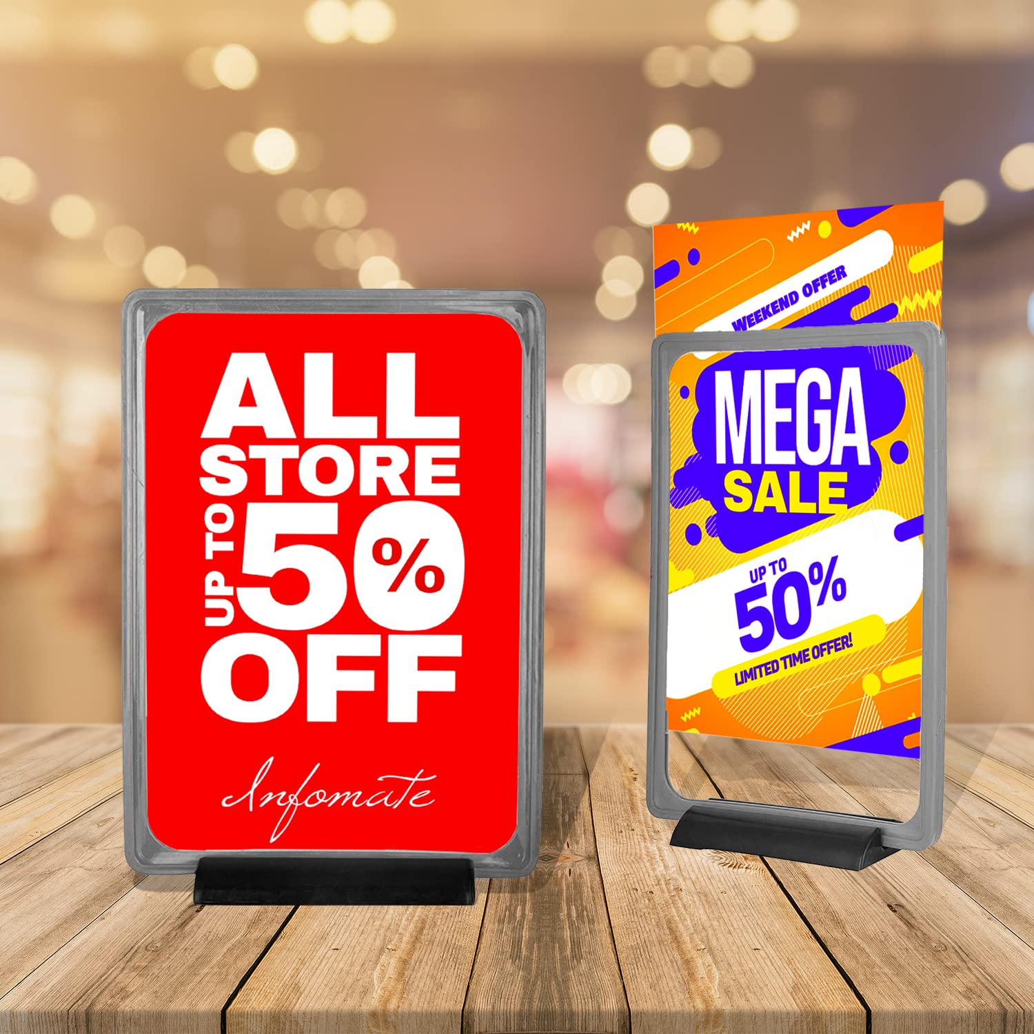 Infomate FRA Frame Pocket A4 Paper Brochures/Sign/Notice Display Table ...