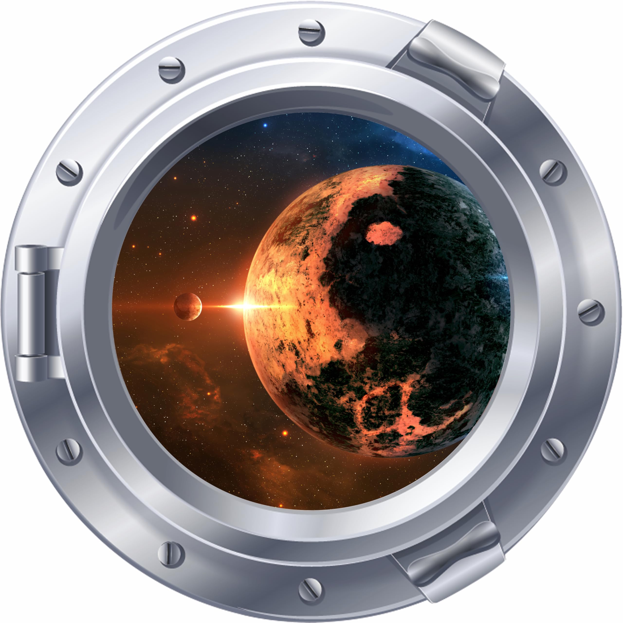 Amazon.com: 3D Space Planet Window Wall Stickers, Outer Satellite Door ...