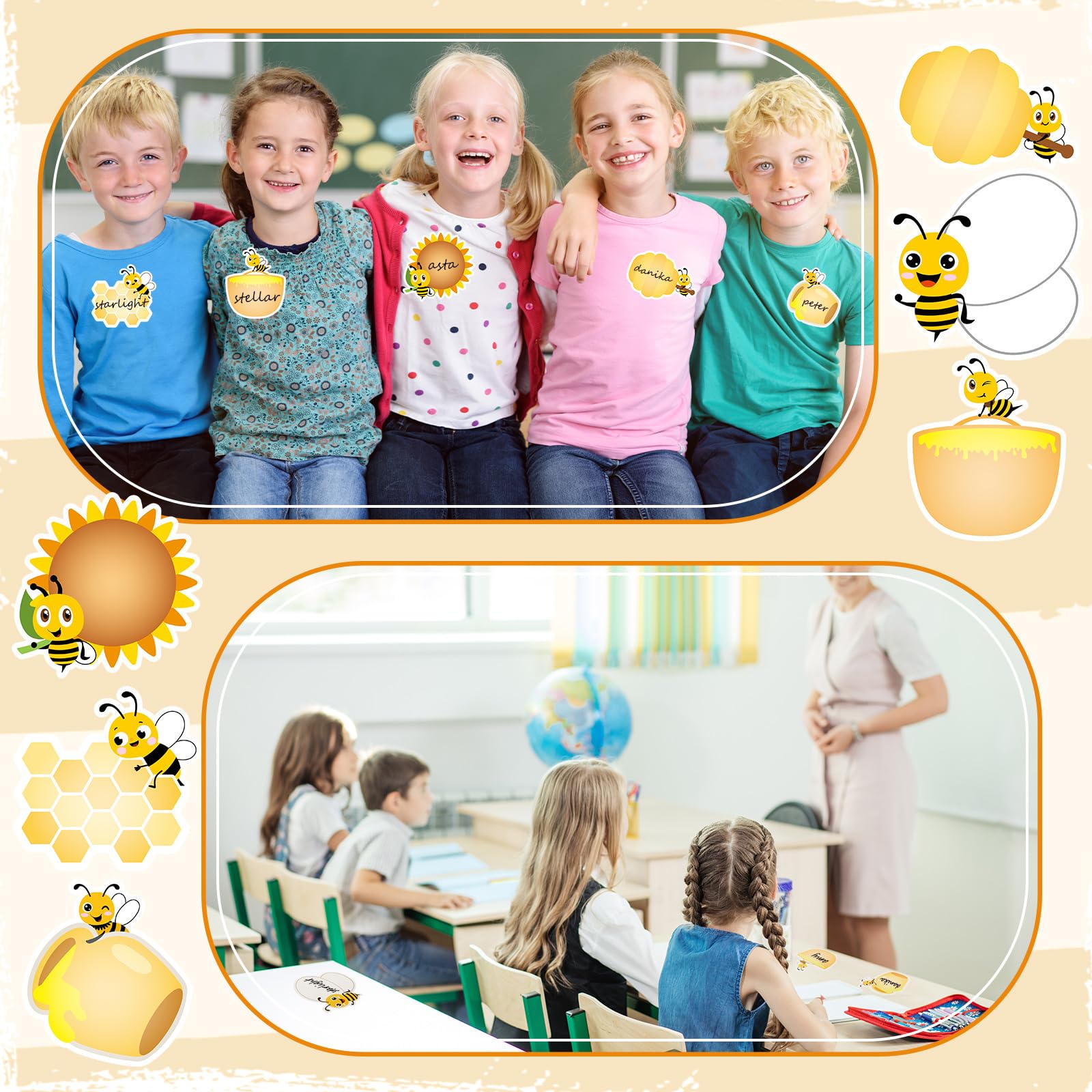 Snapklik.com : Henoyso 108 Pcs Bee Desk Name Tags For Classroom Decor ...