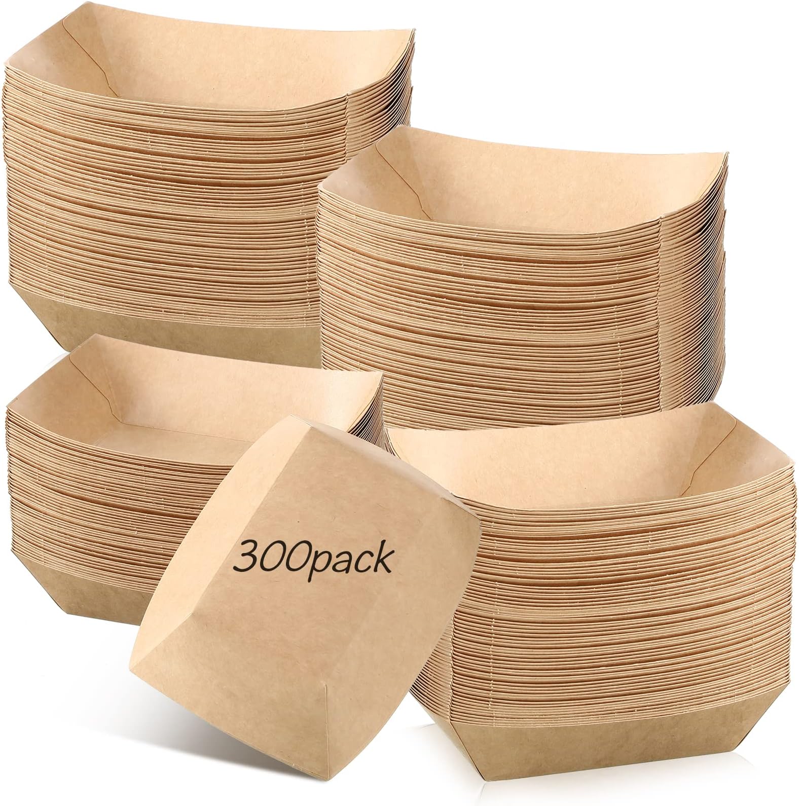 Amazon.com: [250 Pack] Large Disposable Brown Kraft Paper Food Trays, 2 ...