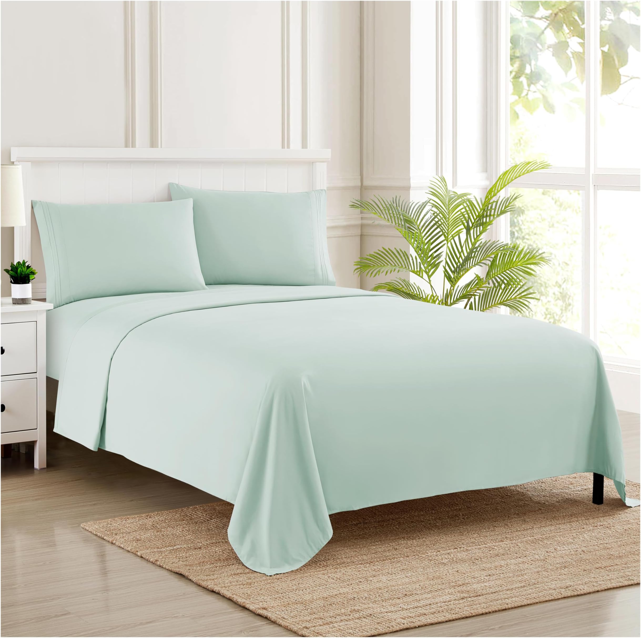Amazon.com: Lanest Housing Queen Sheet Set, 2400 Thread Count Soft Deep ...