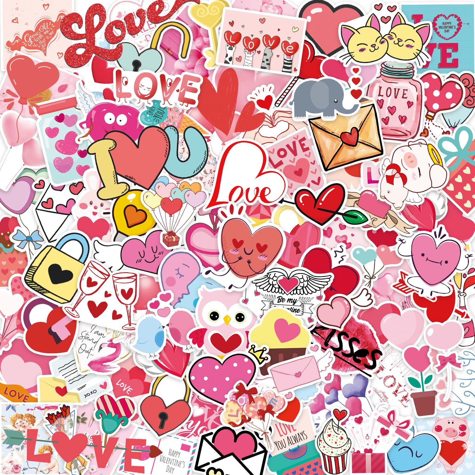 Amazon.com: 100PCS Valentine's Day Stickers Love Stickers, Love Heart ...