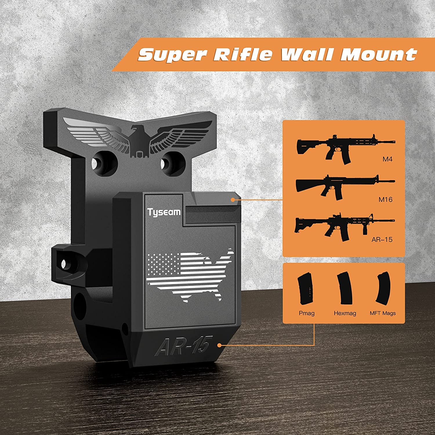 Snapklik.com : AR Wall Mount For 223/5.56 Rifle + Magazine, Gun Wall ...