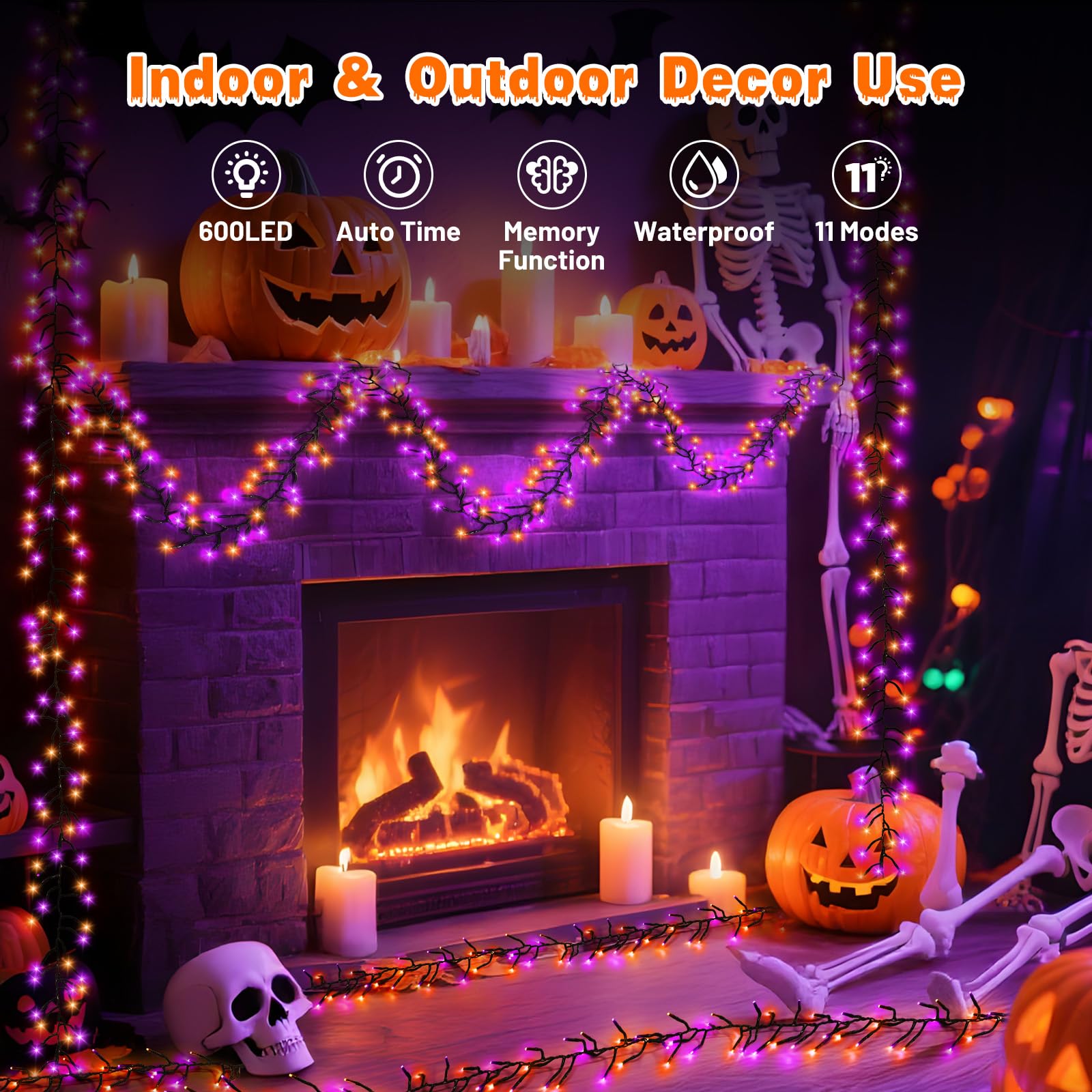Snapklik.com : 600LED Halloween String Lights Outdoor,45.9FT Waterproof ...