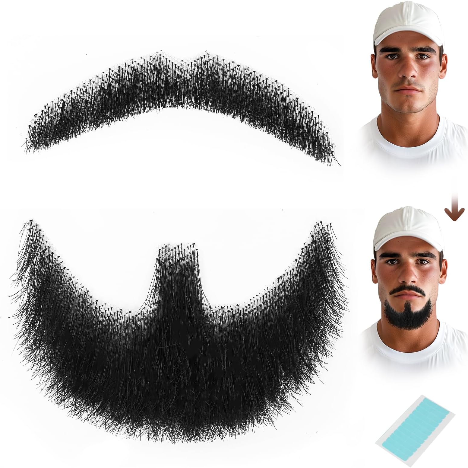 Amazon.com: iMXPW Fake Beard Fake Mustache Fake Goatee Realistic 100% ...