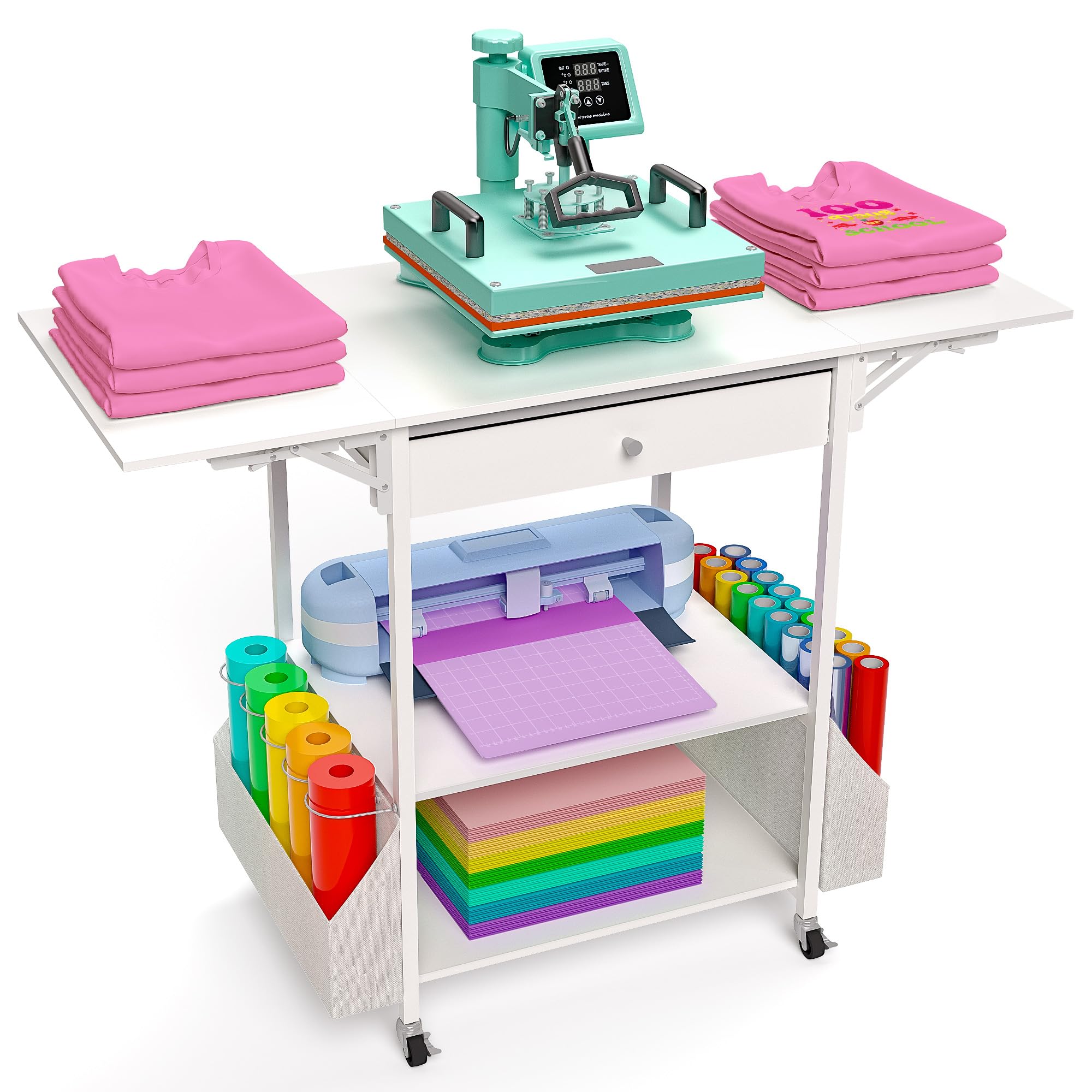 Amazon.com: 𝐂𝐫𝐚𝐟𝐢𝐭 Foldable Heat Press Table—Hold 36 Vinyl Rolls ...