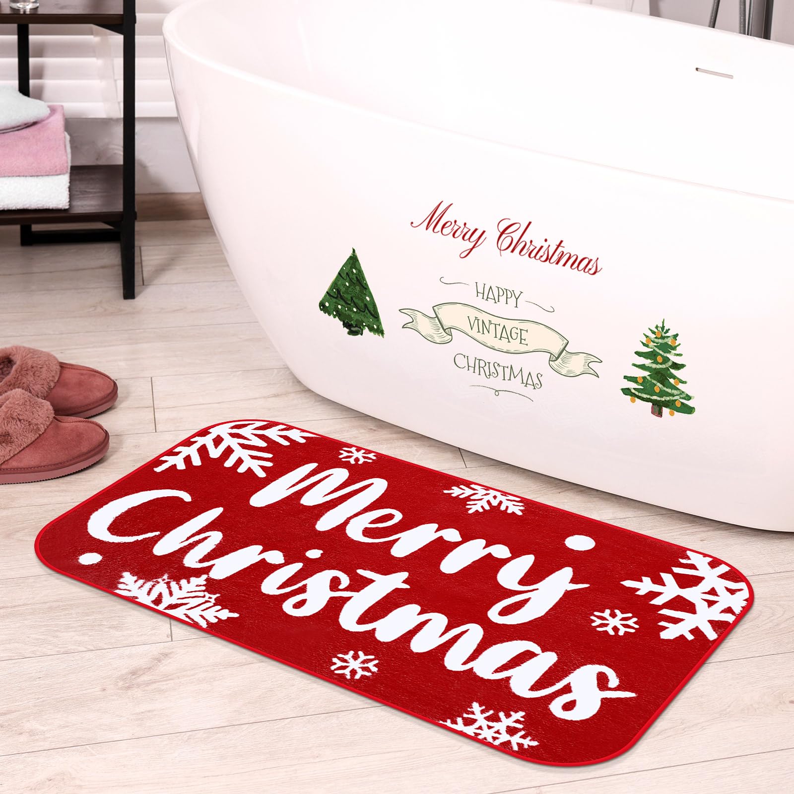 Amazon.com: Tinideya Christmas Bathroom Rug 20"x 32" Christmas Bath Mat ...