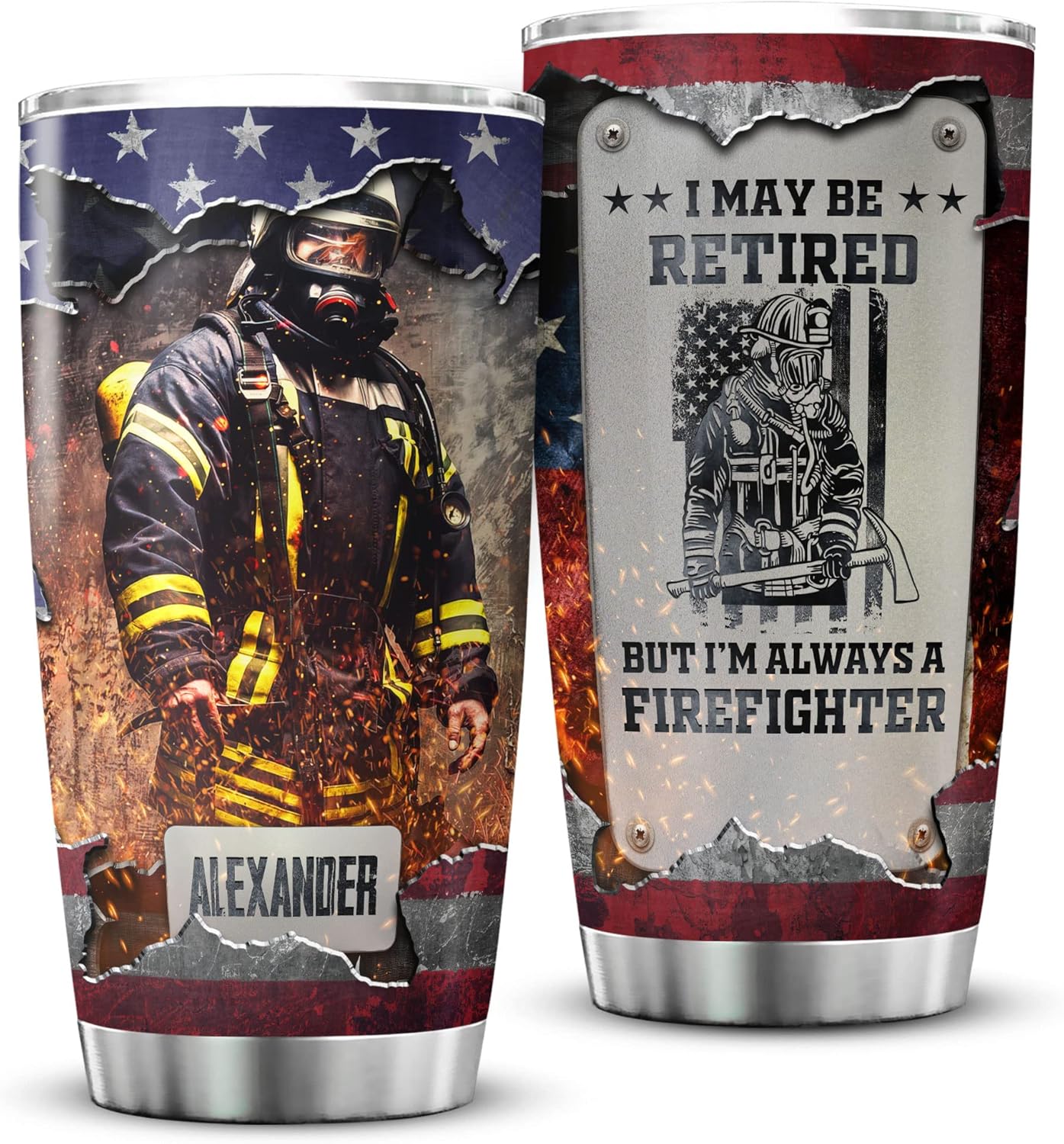 Amazon.com | ZOXIX Personalized Tumbler 20 Oz Retired Firefighter Gifts ...