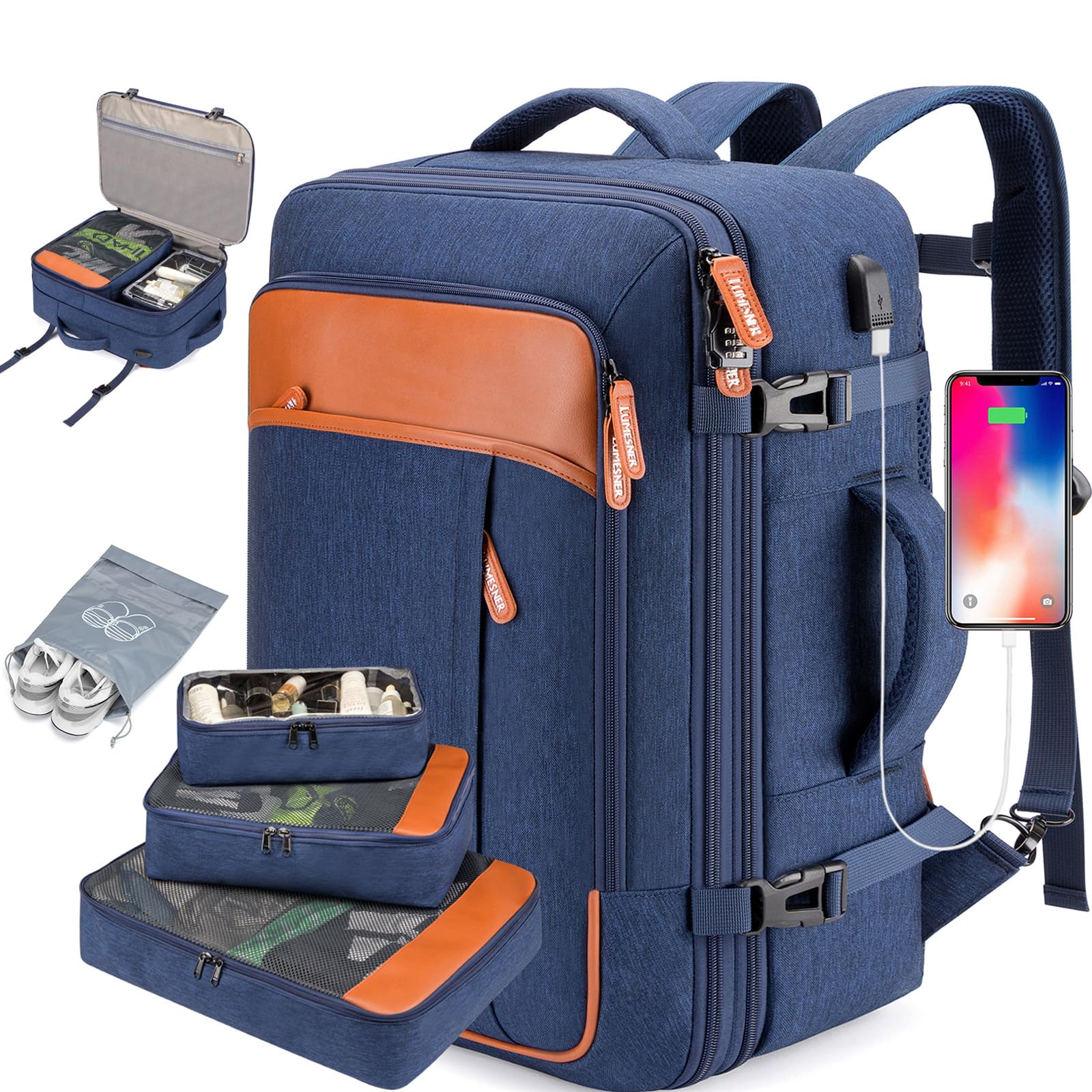 Amazon.com | BAGPARKK Travel Laptop Backpack,42L Carry on Luggage ...