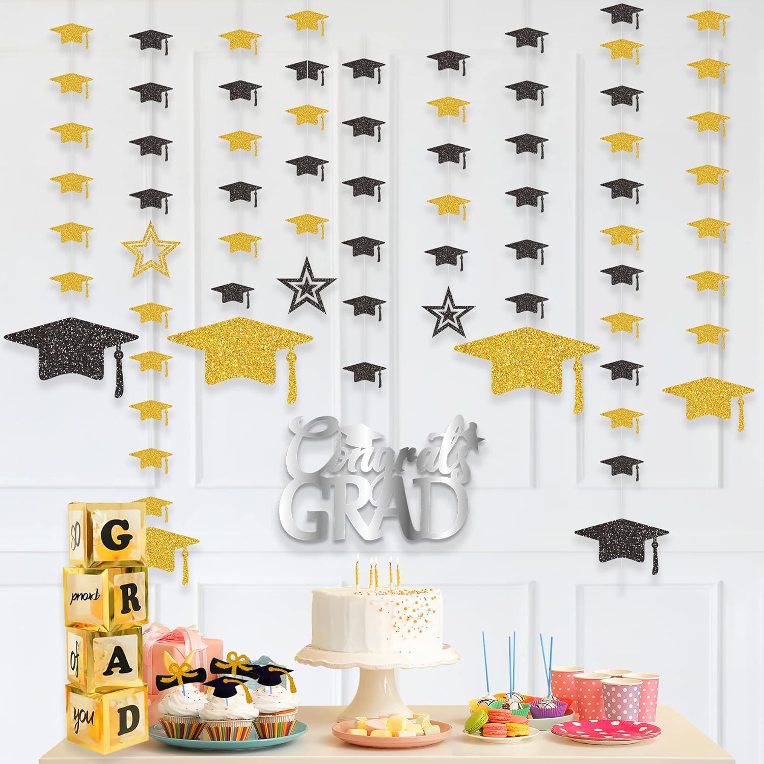 Amazon.com: KatchOn, Glitter Grad Cap Garland - 12 String, No DIY ...