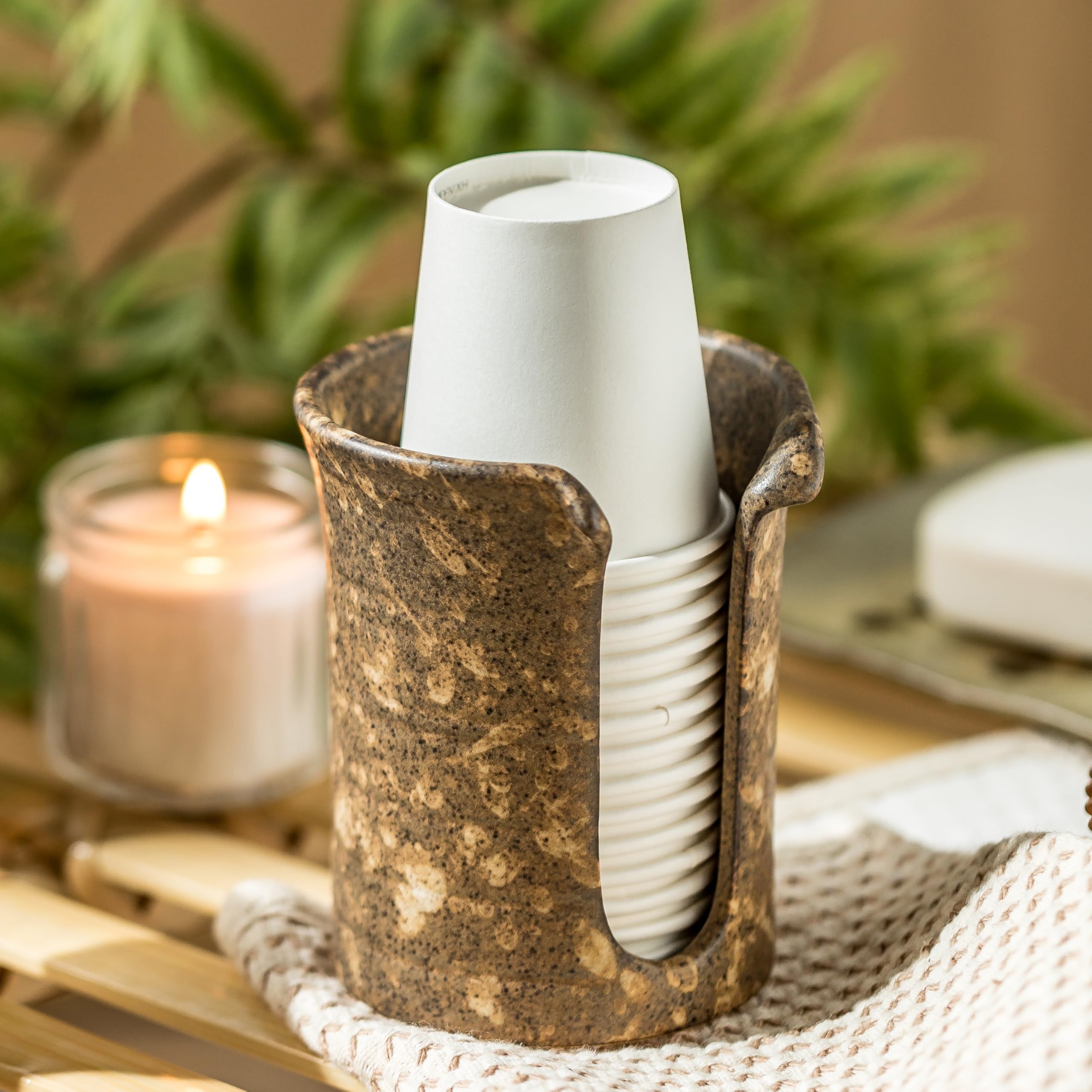 Amazon.com: YHOJOY Bathroom Cup Dispenser, Ceramic Bathroom Cup Holder ...